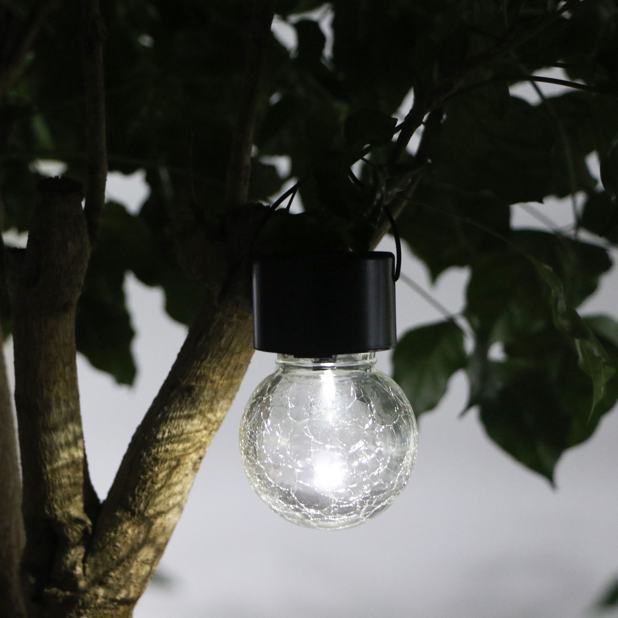 Black & clear Crackle glass Solar-powered Integrated LED Outdoor ...