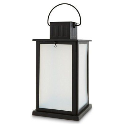 Black Metal Solar-powered Outdoor LED Lantern