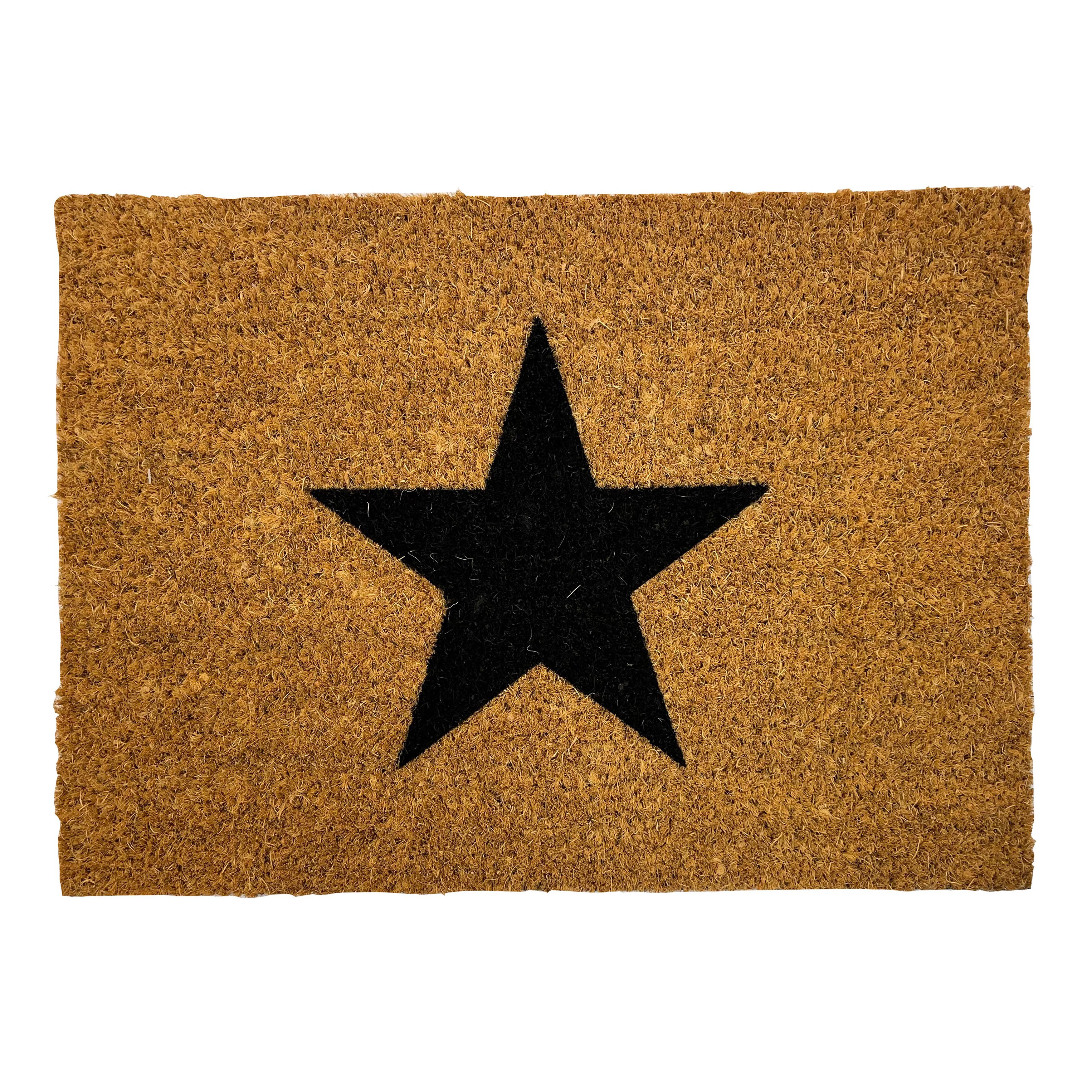 Black & Natural Star Door mat, 57cm x 40cm | DIY at B&Q