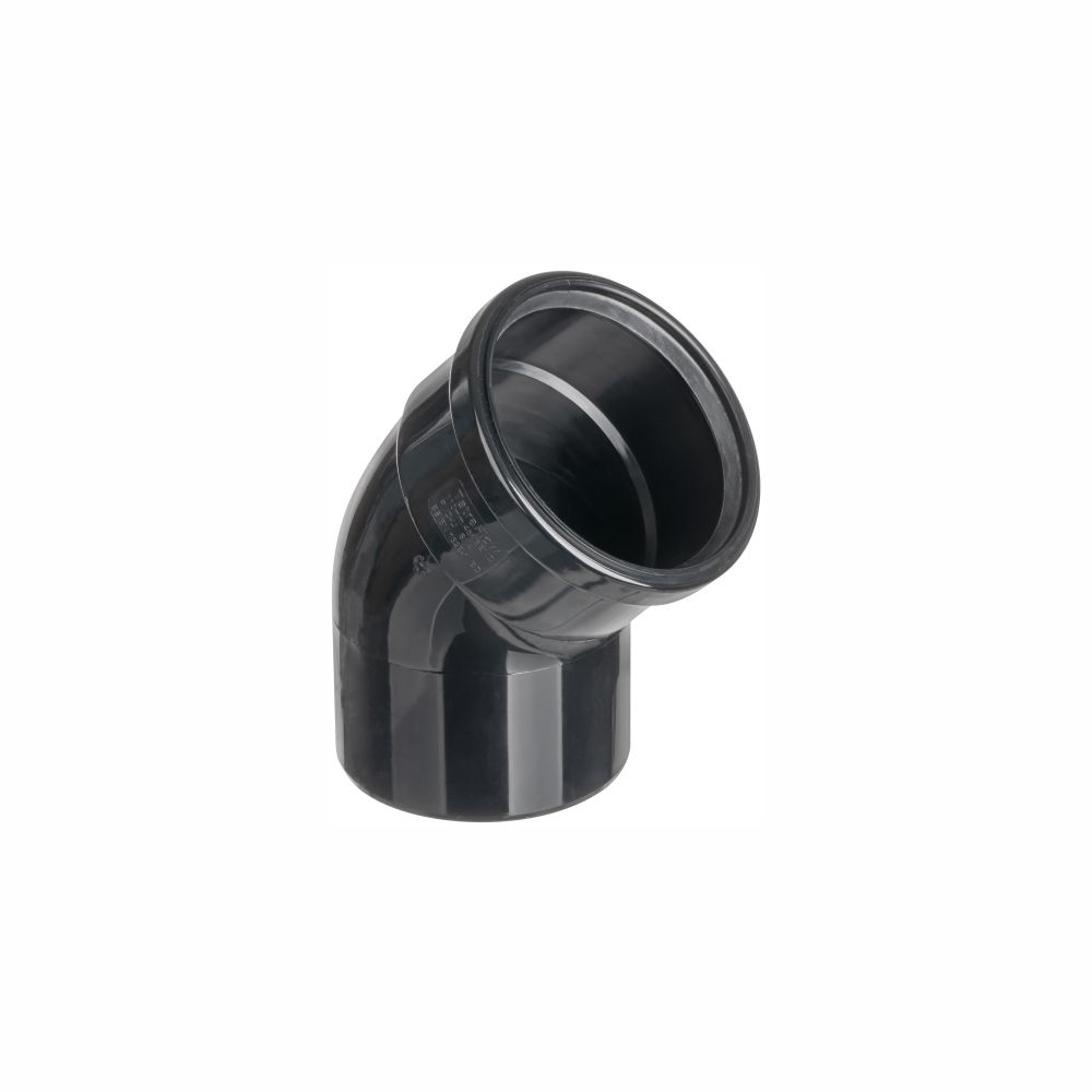 Black Non-adjustable Single socket Soil bend 4" x 45° | DIY at B&Q