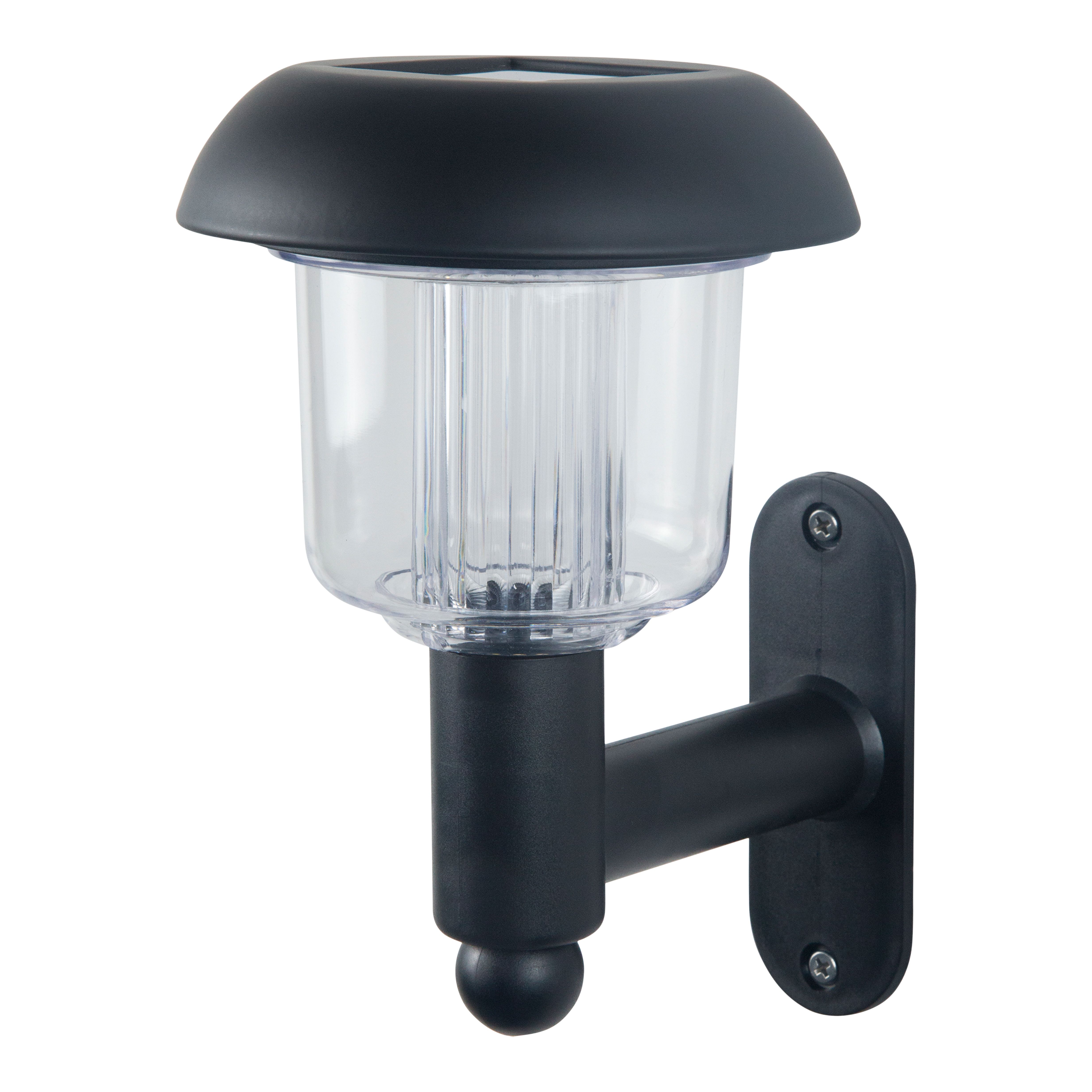 Black Solar-powered Integrated LED Outdoor Round Wall light, Pack of 1