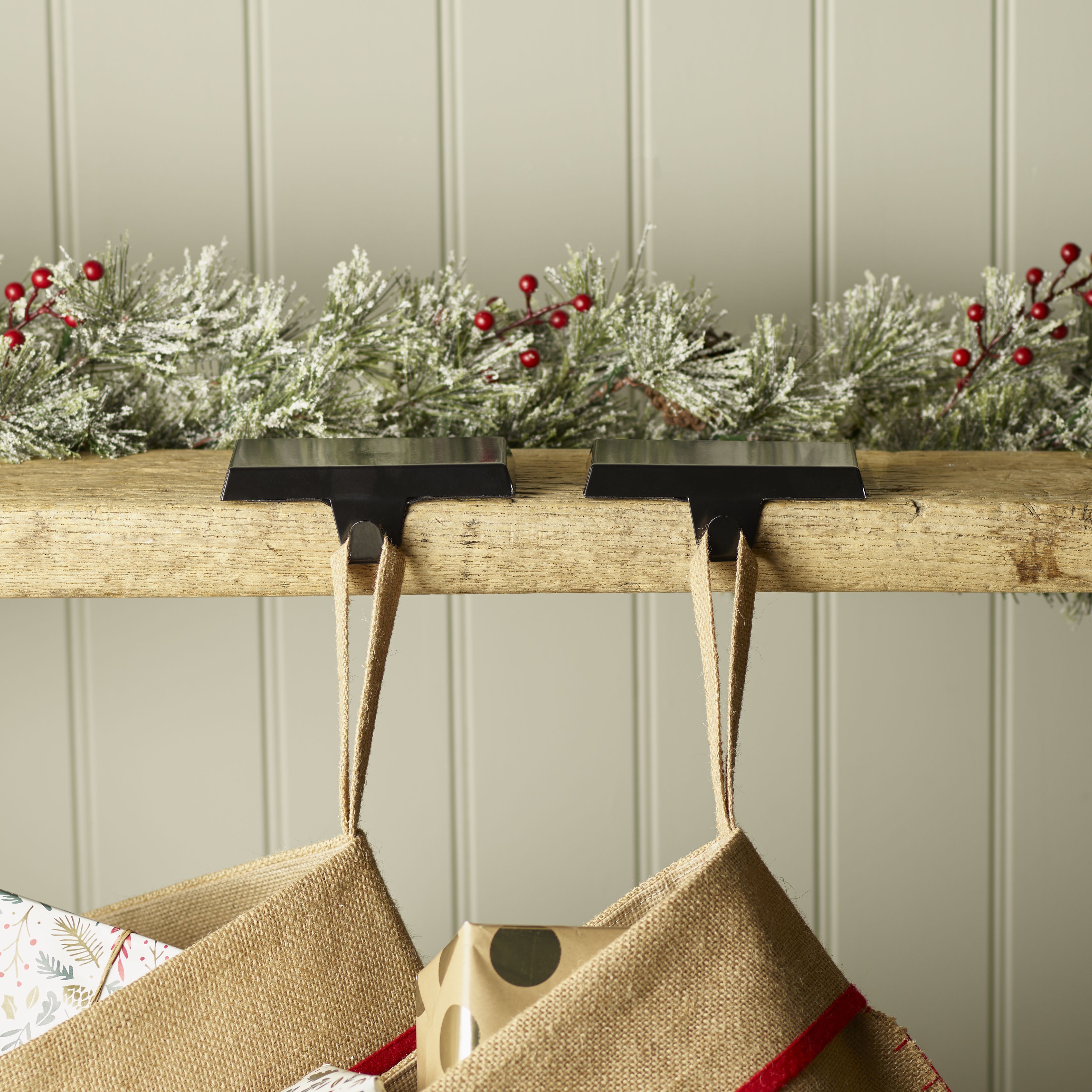Black Square Christmas Stocking holder, Set of 2