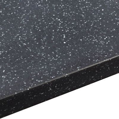 Black star Black Stone effect Earthstone Worktop with sink & drainer (L ...
