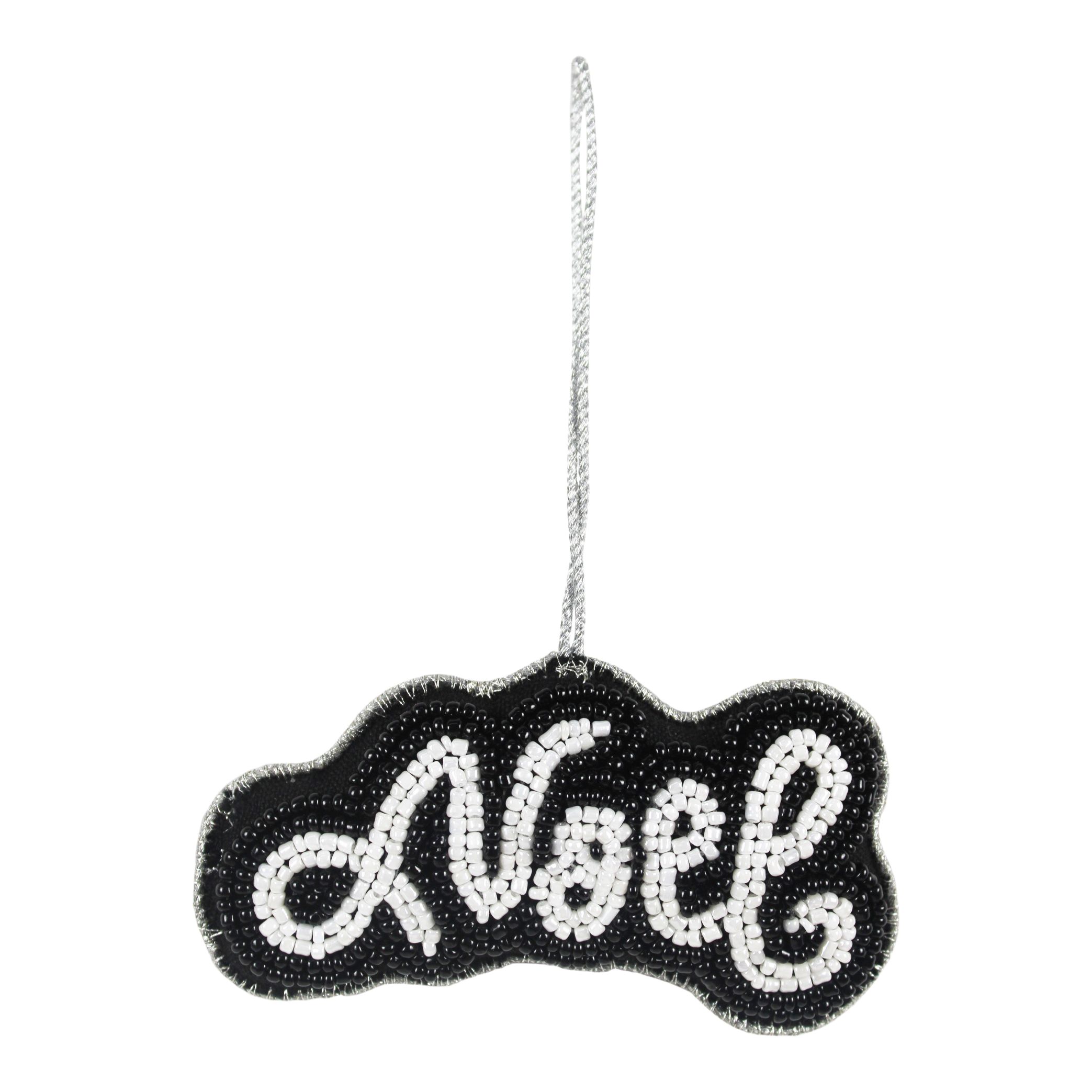 Black & white Embroidered effect Noel Glass Hanging ornament | DIY at B&Q
