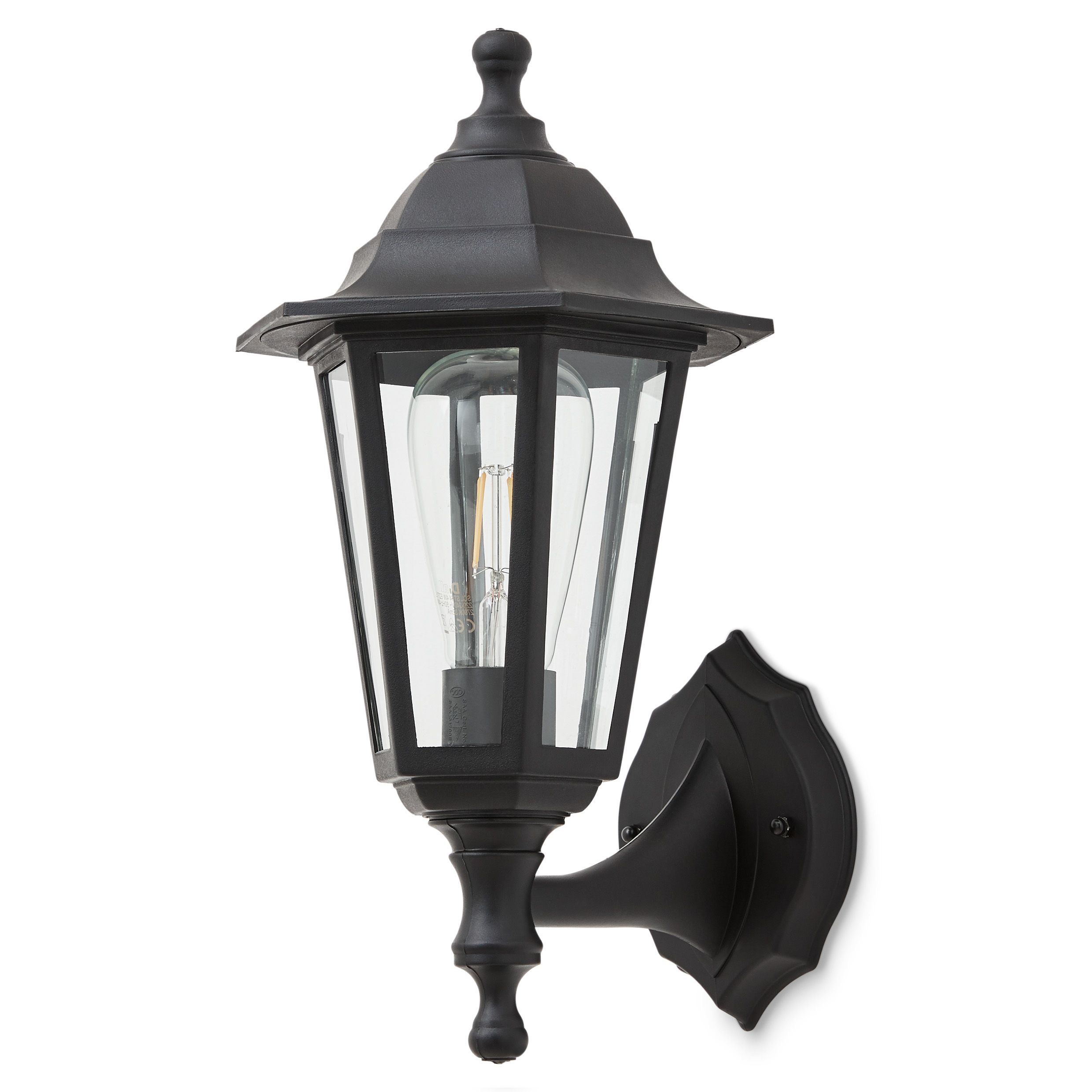 Blooma Anqui Matt Black Mains-powered Halogen Outdoor Lantern Wall ...