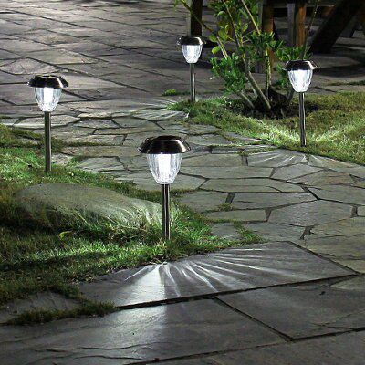 Blooma Aurora Silver effect Solar-powered LED Outdoor Spike light, Pack ...