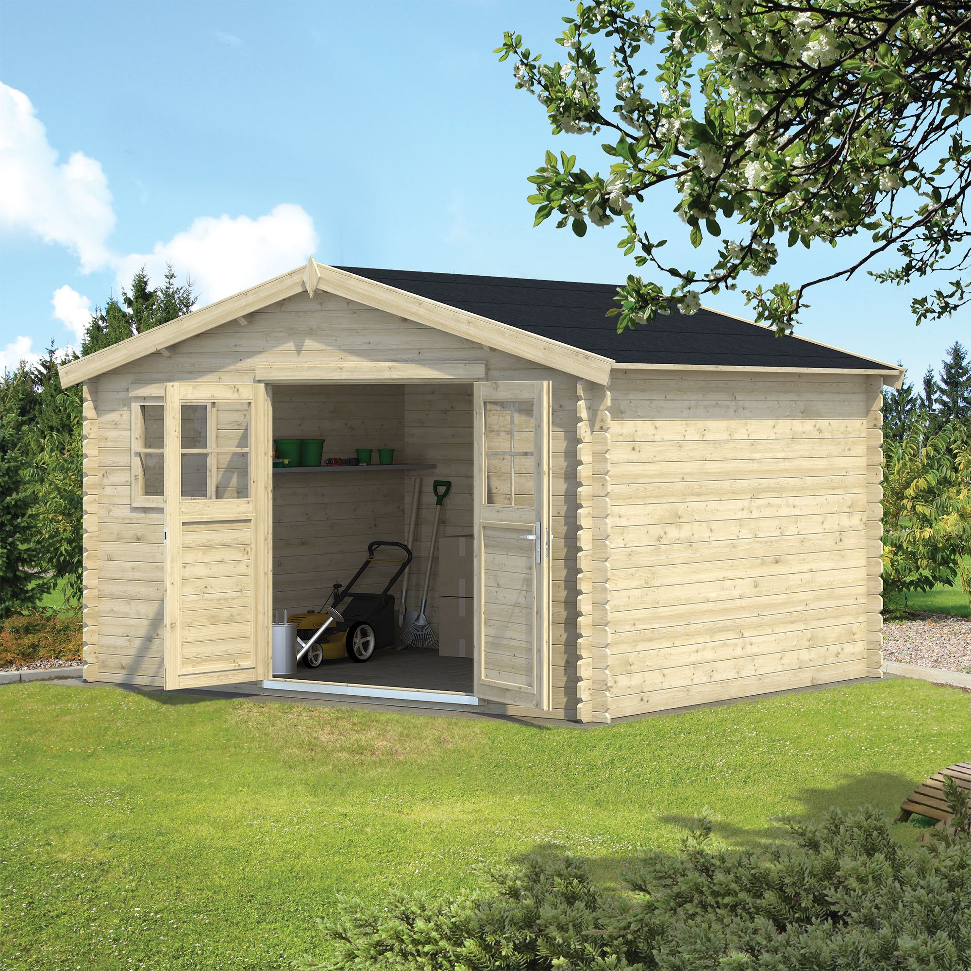 Blooma Belaïa Tongue & groove 10x12 ft Apex Wooden Kiln dried Shed & 1 ...