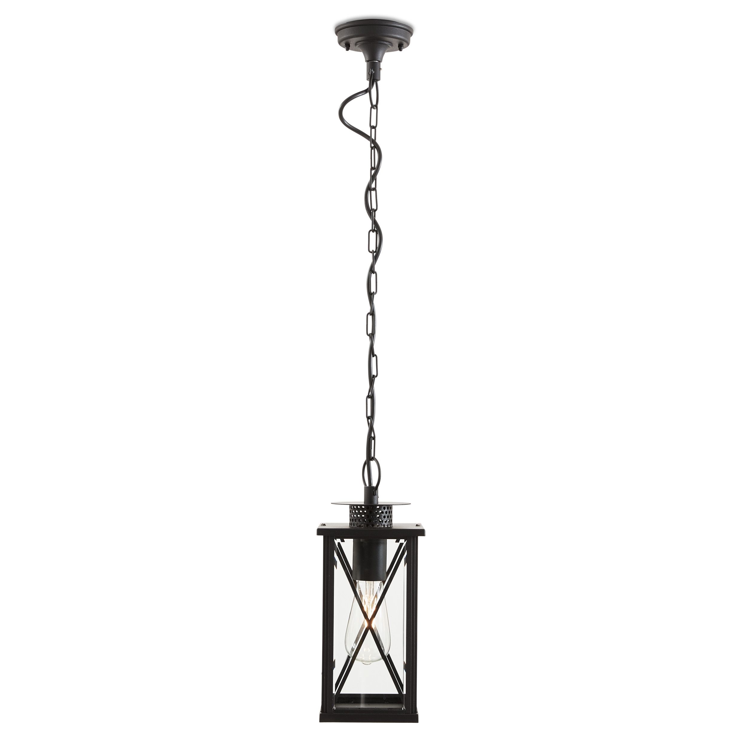 Blooma Belleterre Matt Black Mains-powered Halogen Outdoor Pendant ...