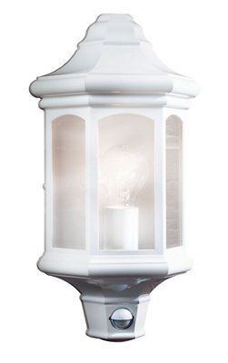 Blooma Carya White Incandescent PIR Outdoor Wall light 60W