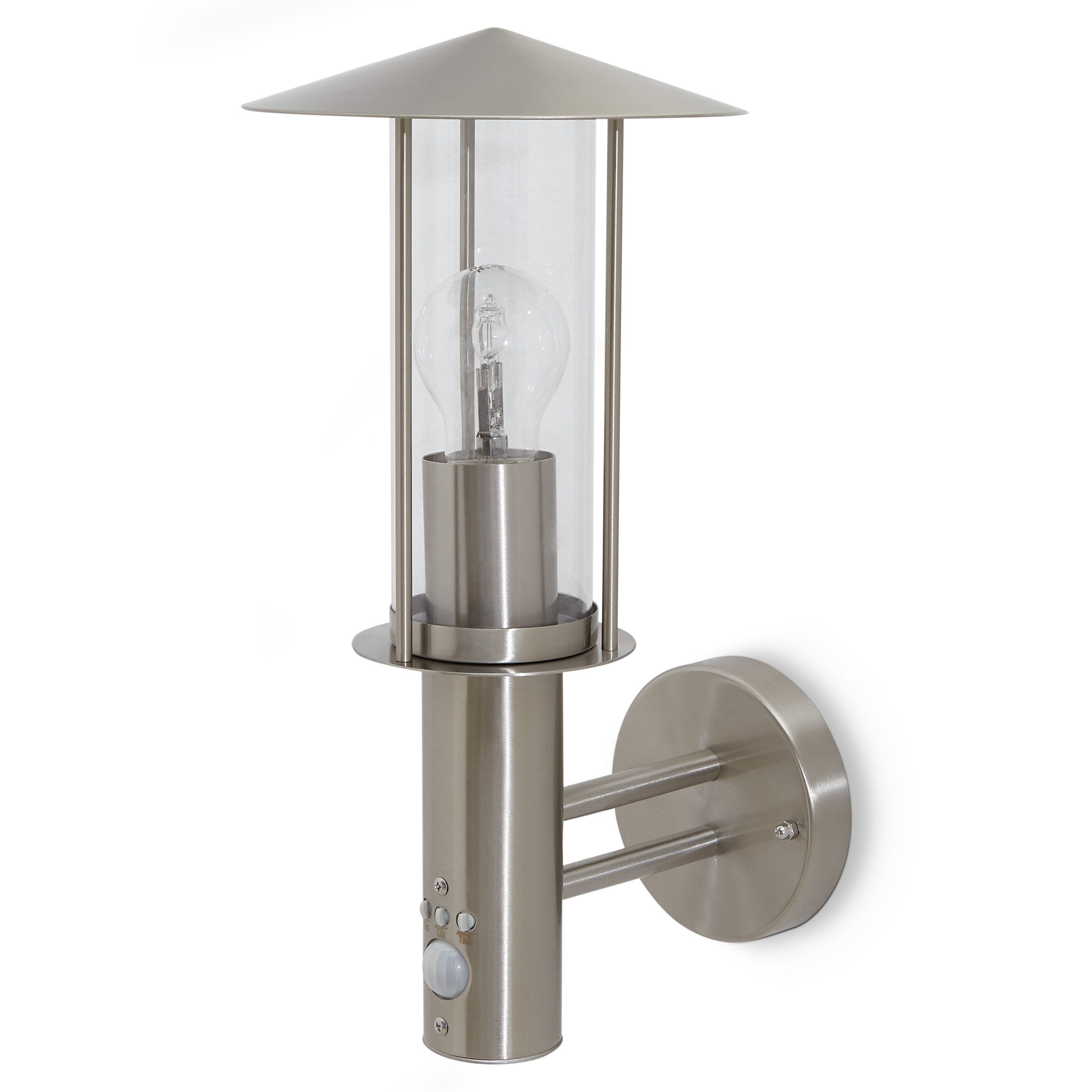 Blooma Chignik Silver effect Halogen PIR Motion sensor Outdoor Lantern ...