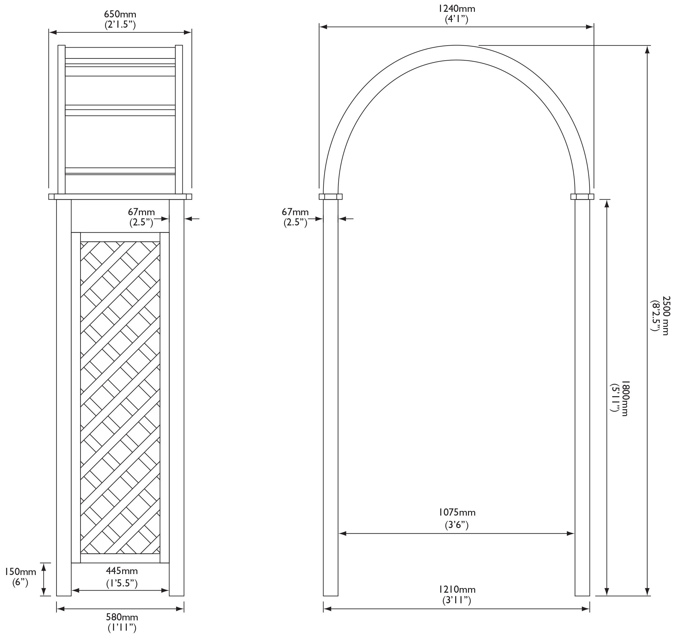 Blooma Chiltern Round top Softwood Arch - Assembly service included
