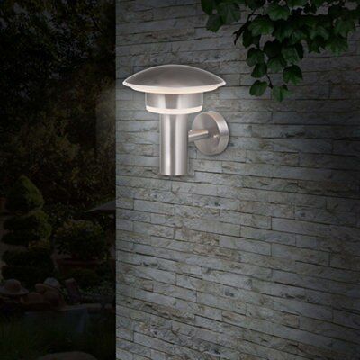 Blooma Corvus Stainless steel effect Mains-powered LED Outdoor Wall ...