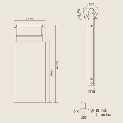 Blooma Evander Dark grey Mains-powered 1 lamp LED Outdoor Post light (H ...