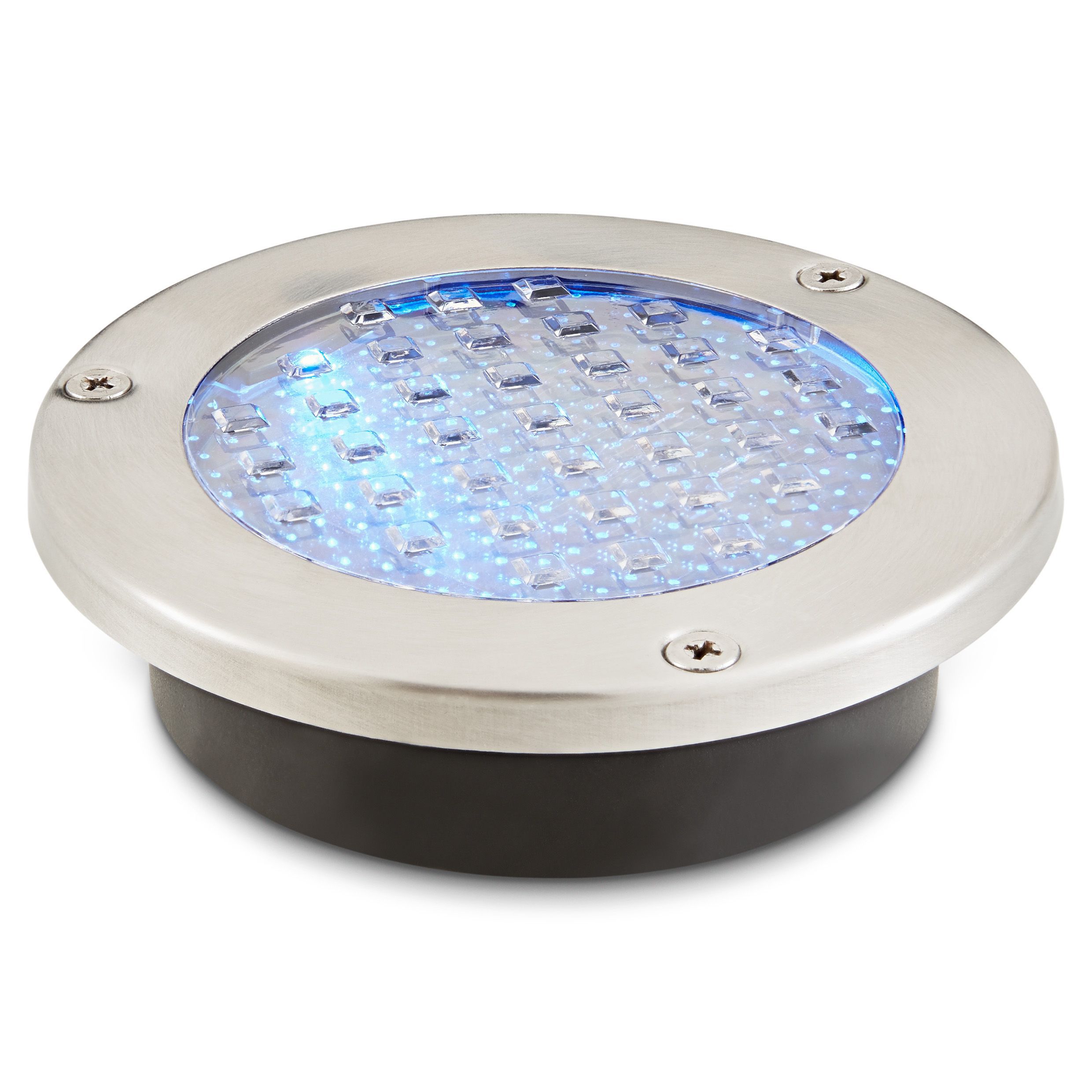 Blooma Glend Silver effect Solar-powered Blue LED Decking light, Pack ...