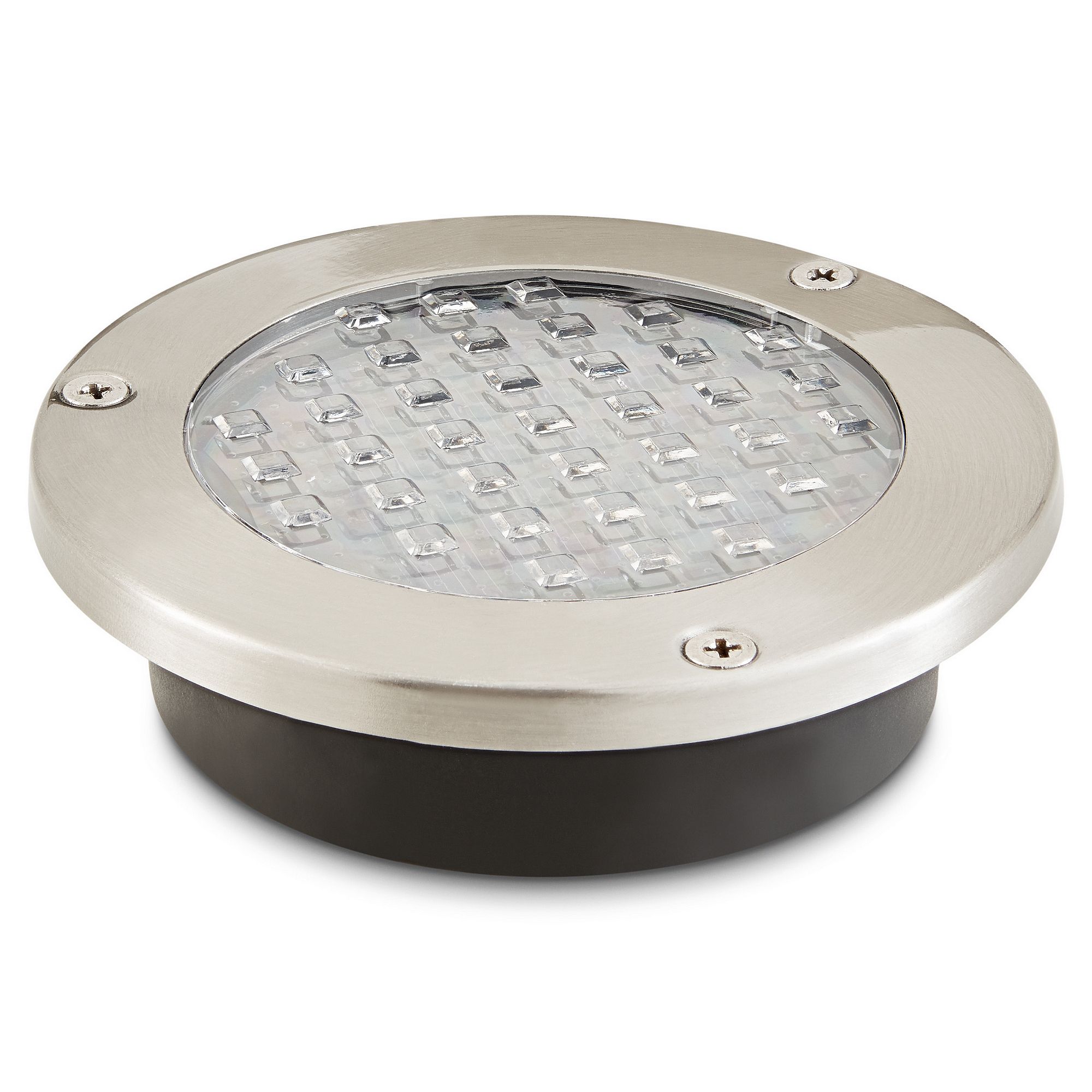 Blooma Glend Silver effect Solar-powered Ice white LED Decking light ...