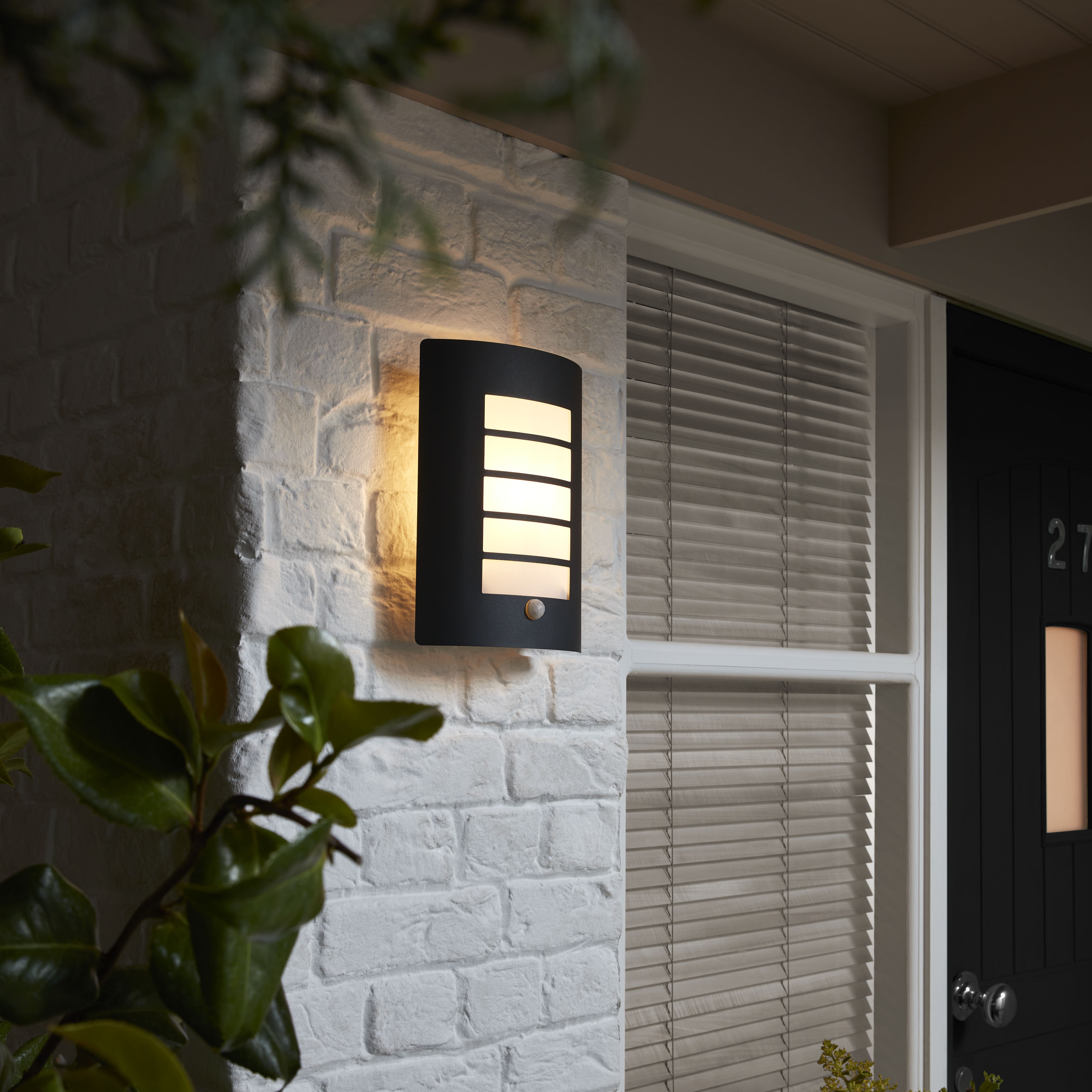 Blooma Grandy Adjustable Matt Charcoal grey Halogen PIR Motion sensor ...