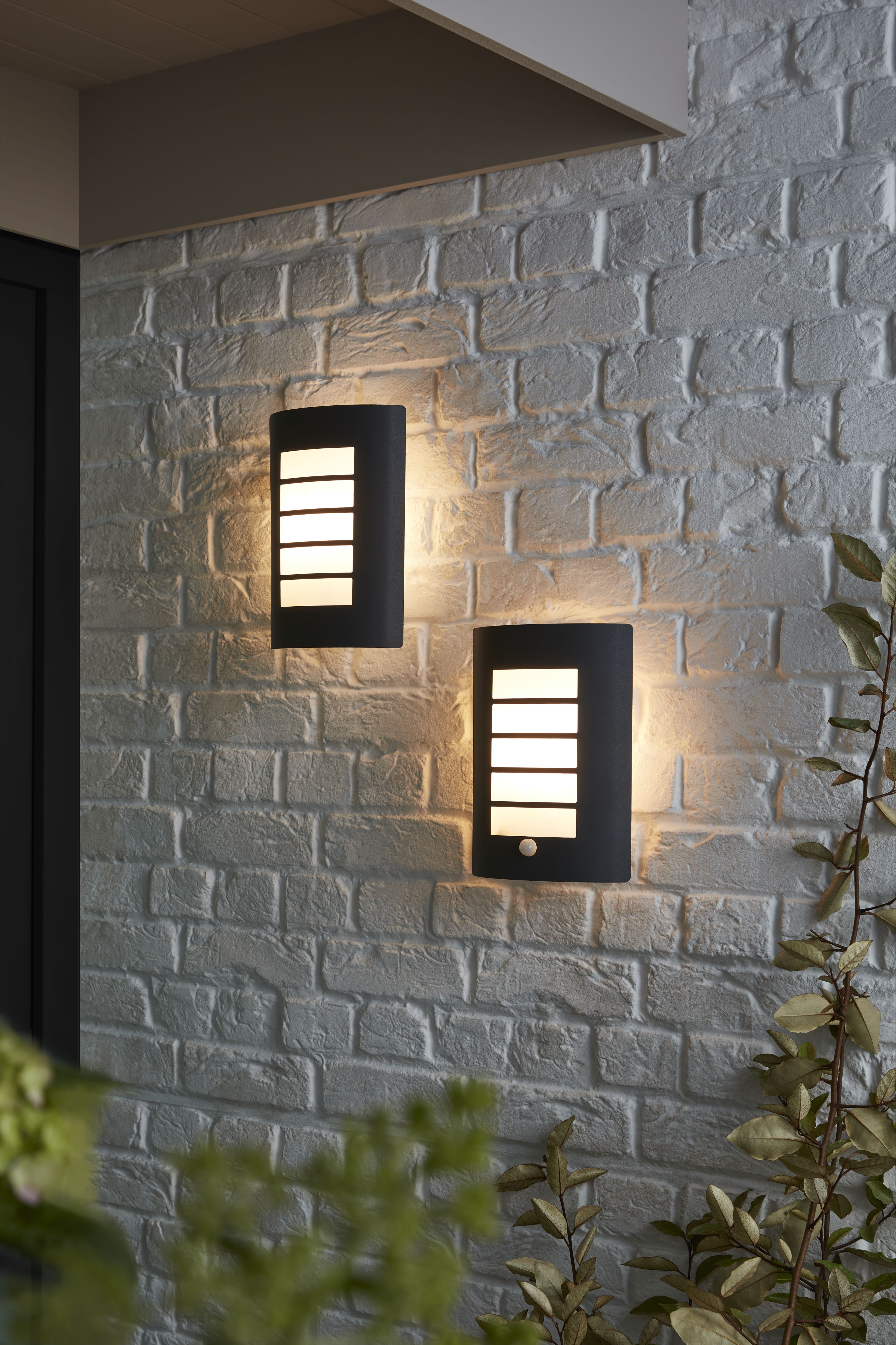 Blooma Grandy Adjustable Matt Charcoal grey Halogen PIR Motion sensor ...