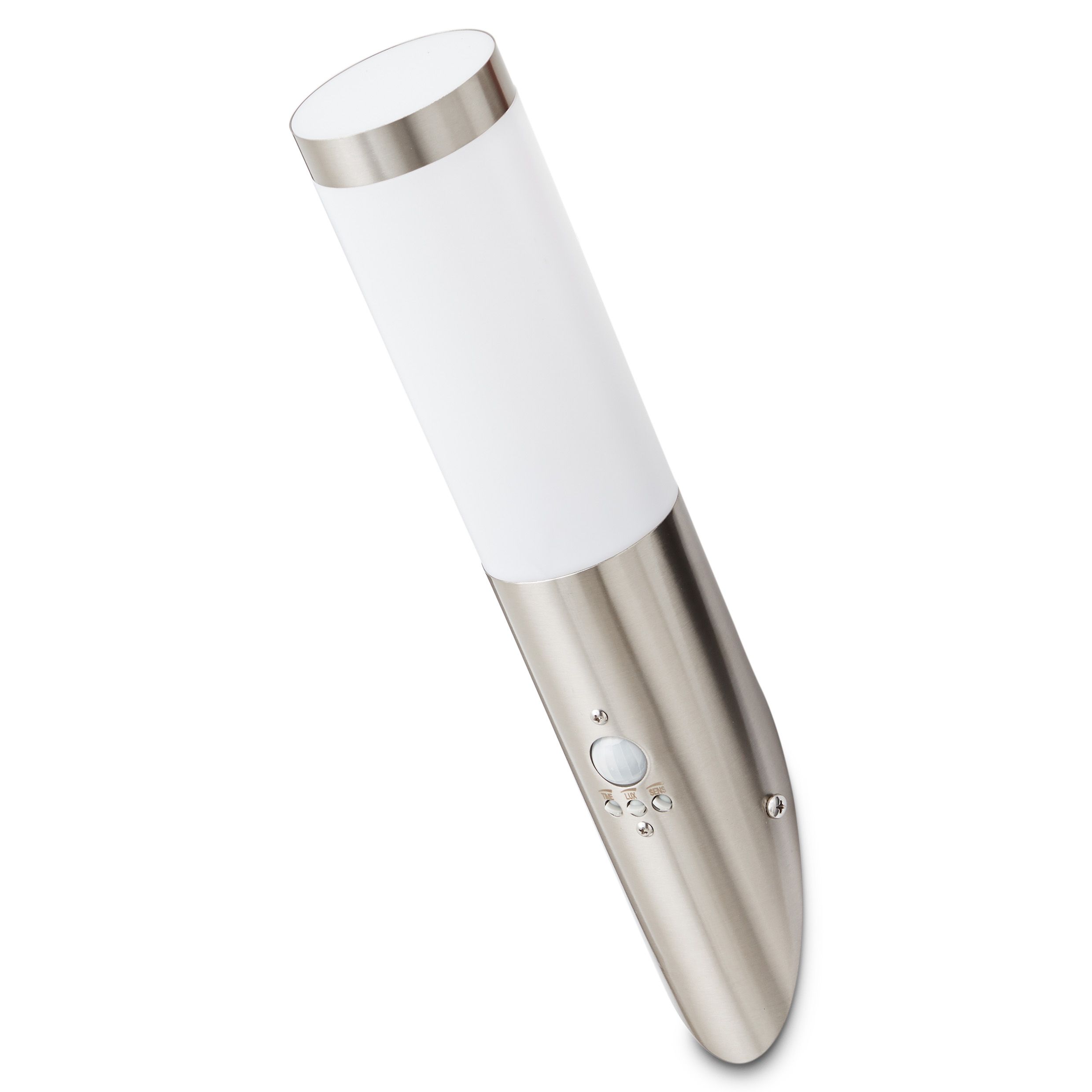 Blooma Hollis Silver effect Halogen PIR Motion sensor Outdoor Tube Wall ...