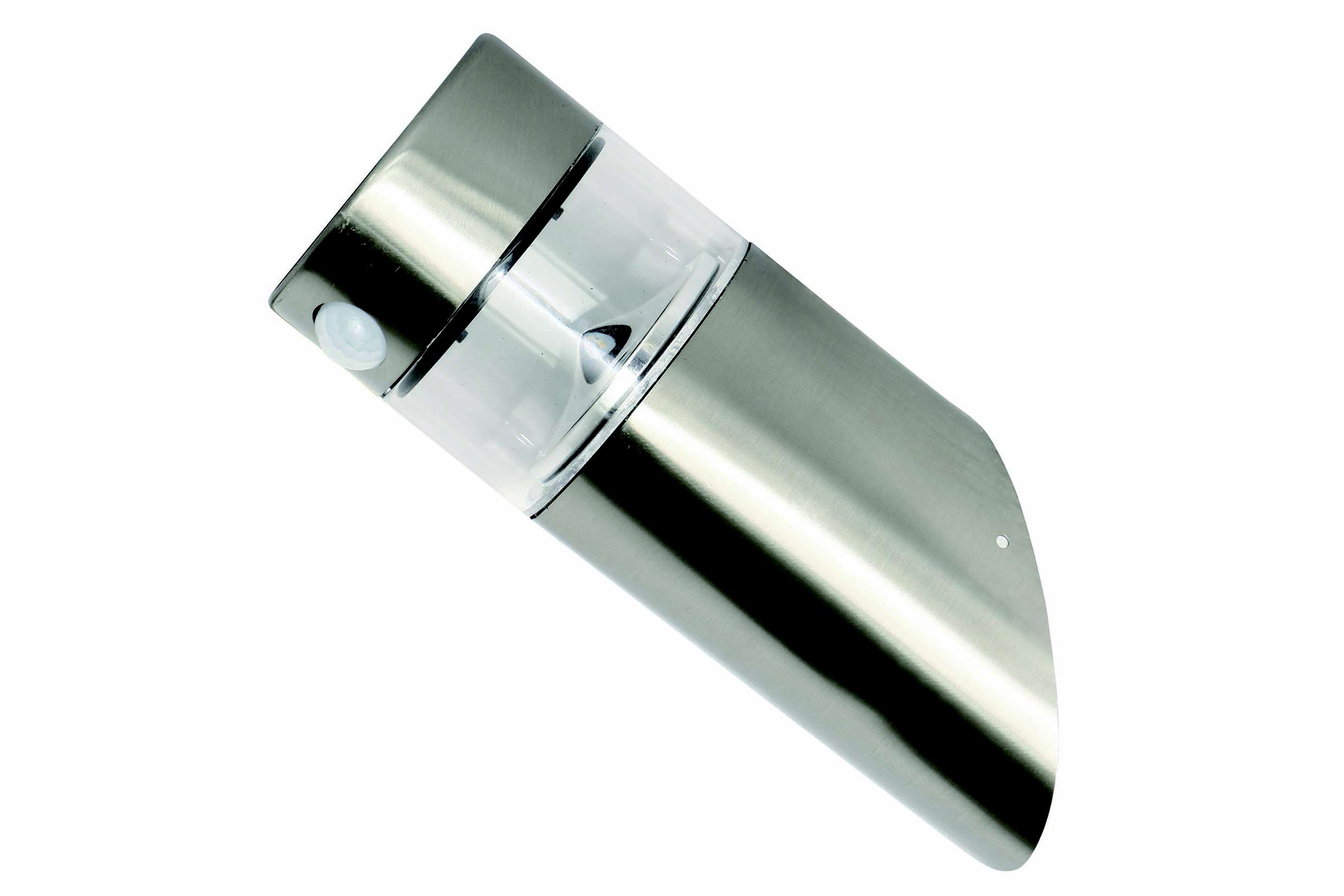Blooma Kiana Cylinder Non-adjustable Steel Silver effect Solar-powered ...