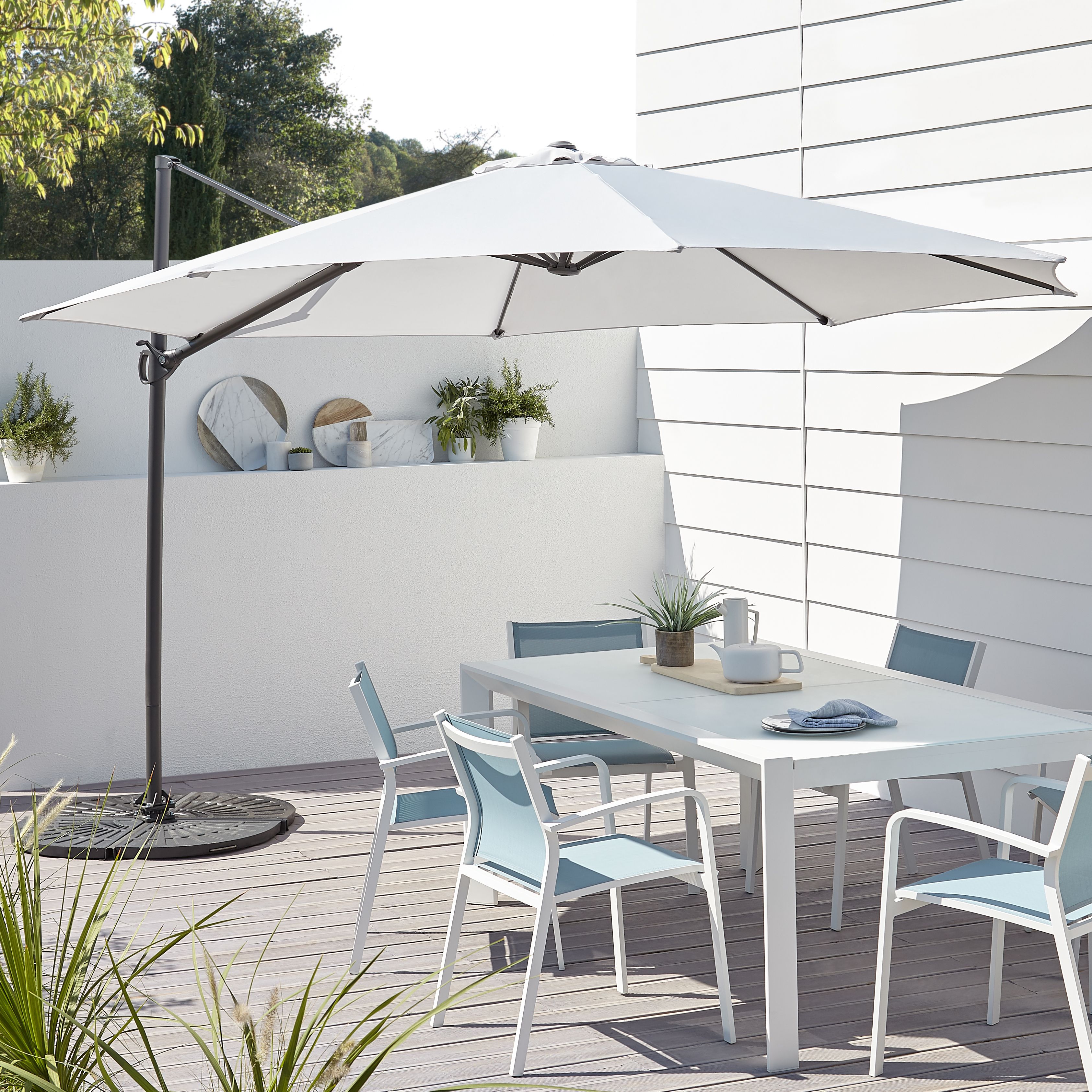 Blooma Mallorca (W) 3.46m (H) 2.55m Light grey Cantilever parasol