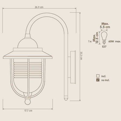 Blooma Marco Black Dark bronze effect Mains-powered Outdoor Fisherman ...