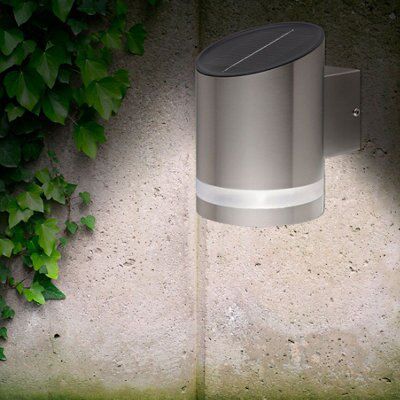 Blooma Midas Chrome effect Solar-powered LED Outdoor Wall light