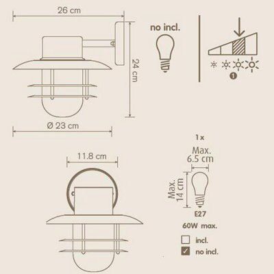 Blooma Minos Chrome effect Mains-powered Outdoor Fisherman Wall light