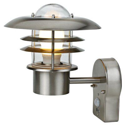 Blooma Minos Chrome effect PIR Outdoor Wall light 60W | DIY at B&Q