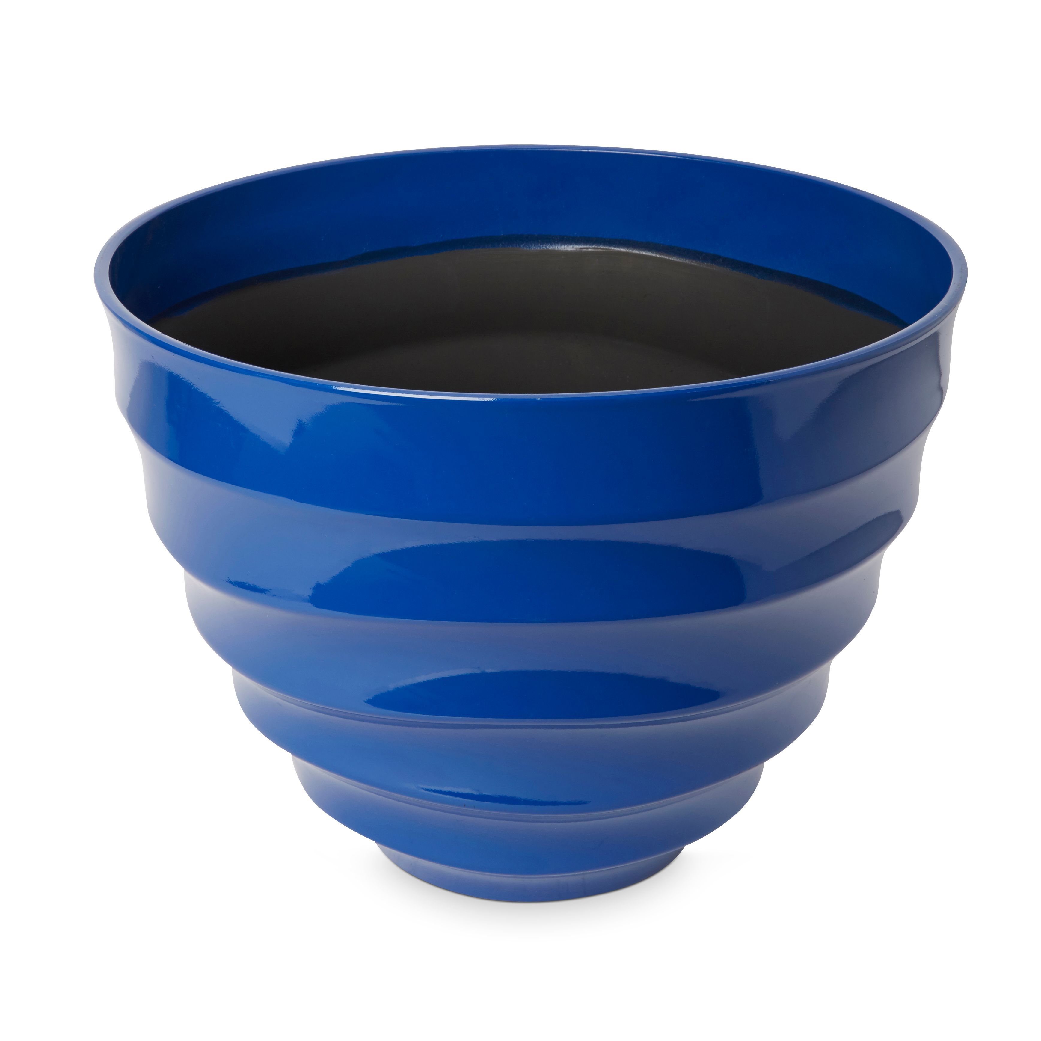 Blooma Momoka G Blue Plastic Ribbed Circular Plant pot (Dia)50cm | DIY ...