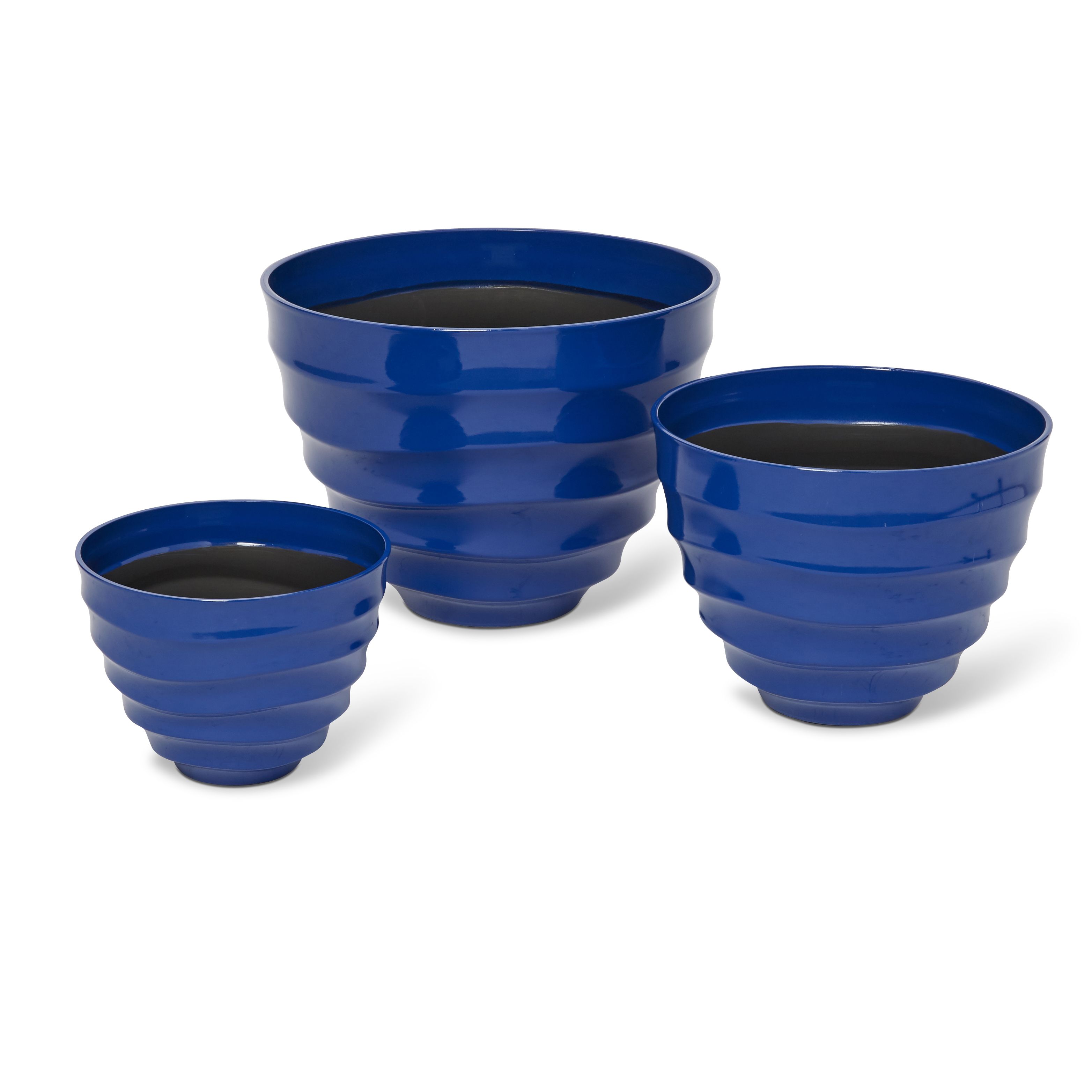 Blooma Momoka G Blue Plastic Ribbed Circular Plant pot (Dia)50cm | DIY ...