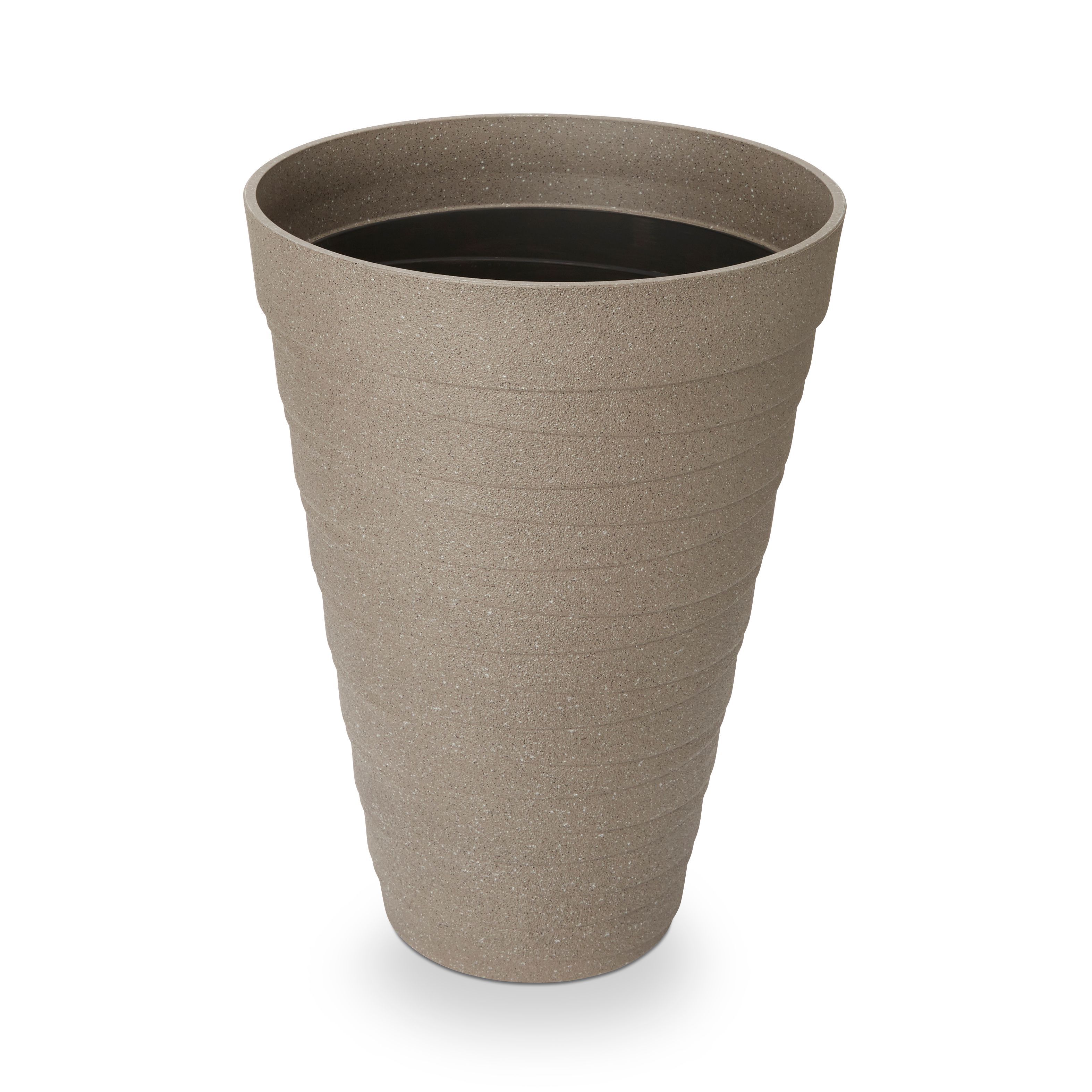Blooma Momoka Grey Stone effect Tall Plastic Plant pot (Dia) 40cm, (H ...