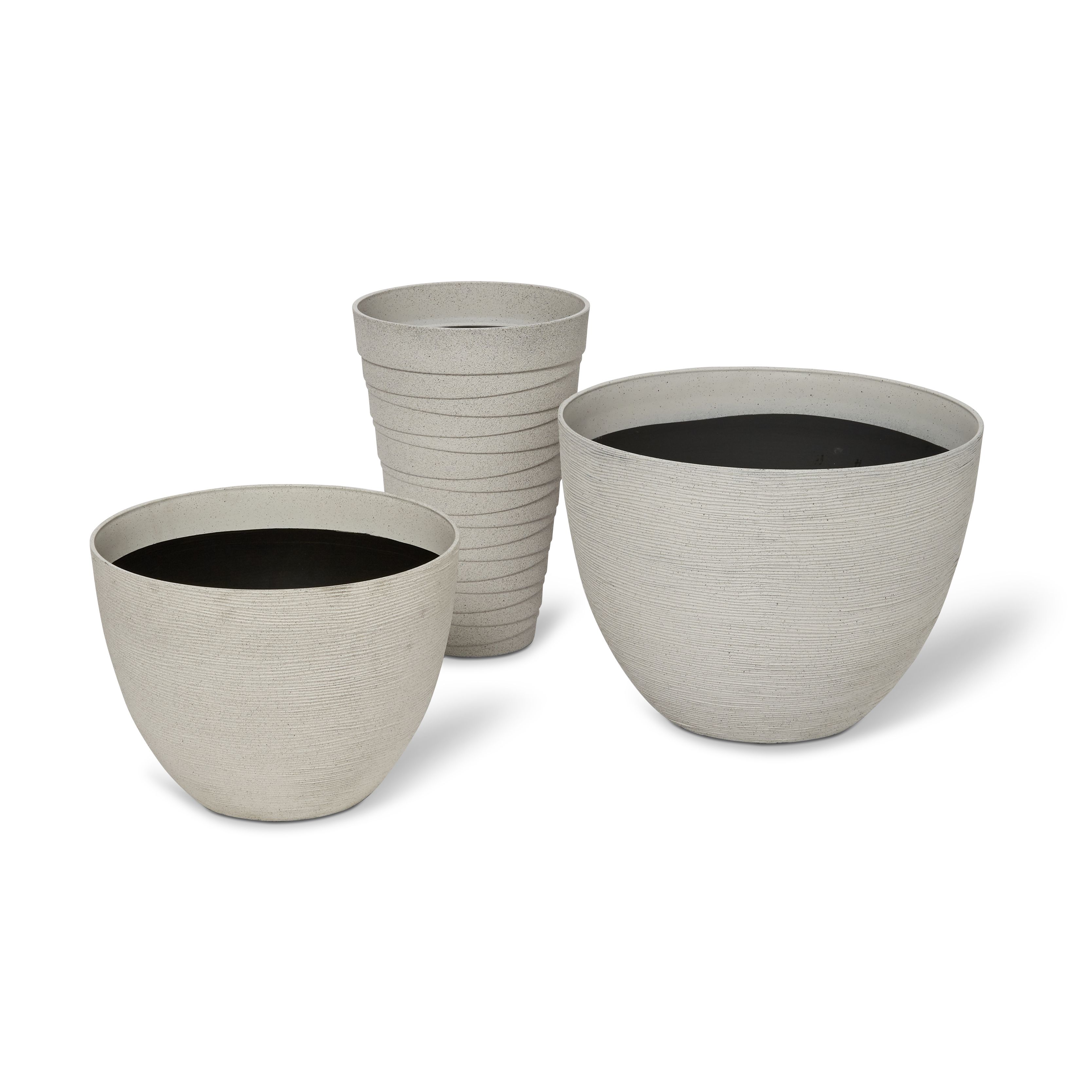 Blooma Momoka Taupe Stone effect Plastic Circular Plant pot (Dia) 40cm ...
