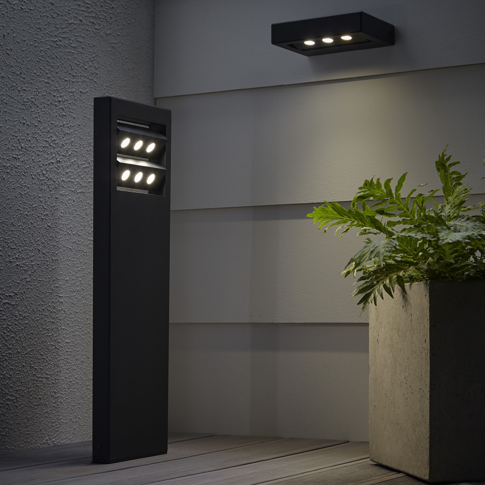 Blooma Noatak Charcoal grey Mains-powered 2 lamp LED Outdoor Post light ...
