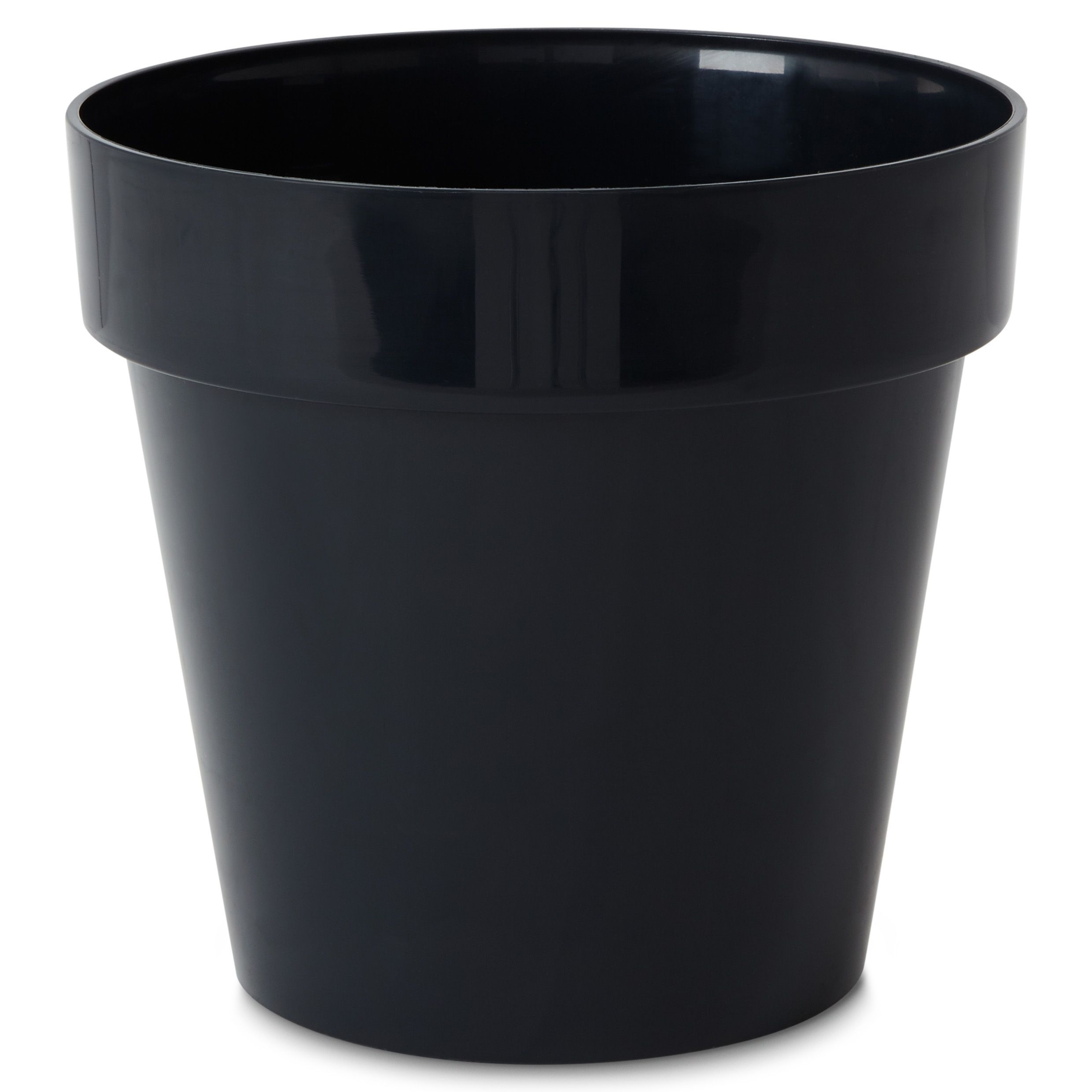Blooma Nurgul Matt Dark grey Plastic Circular Plant pot (Dia) 20cm, (H ...