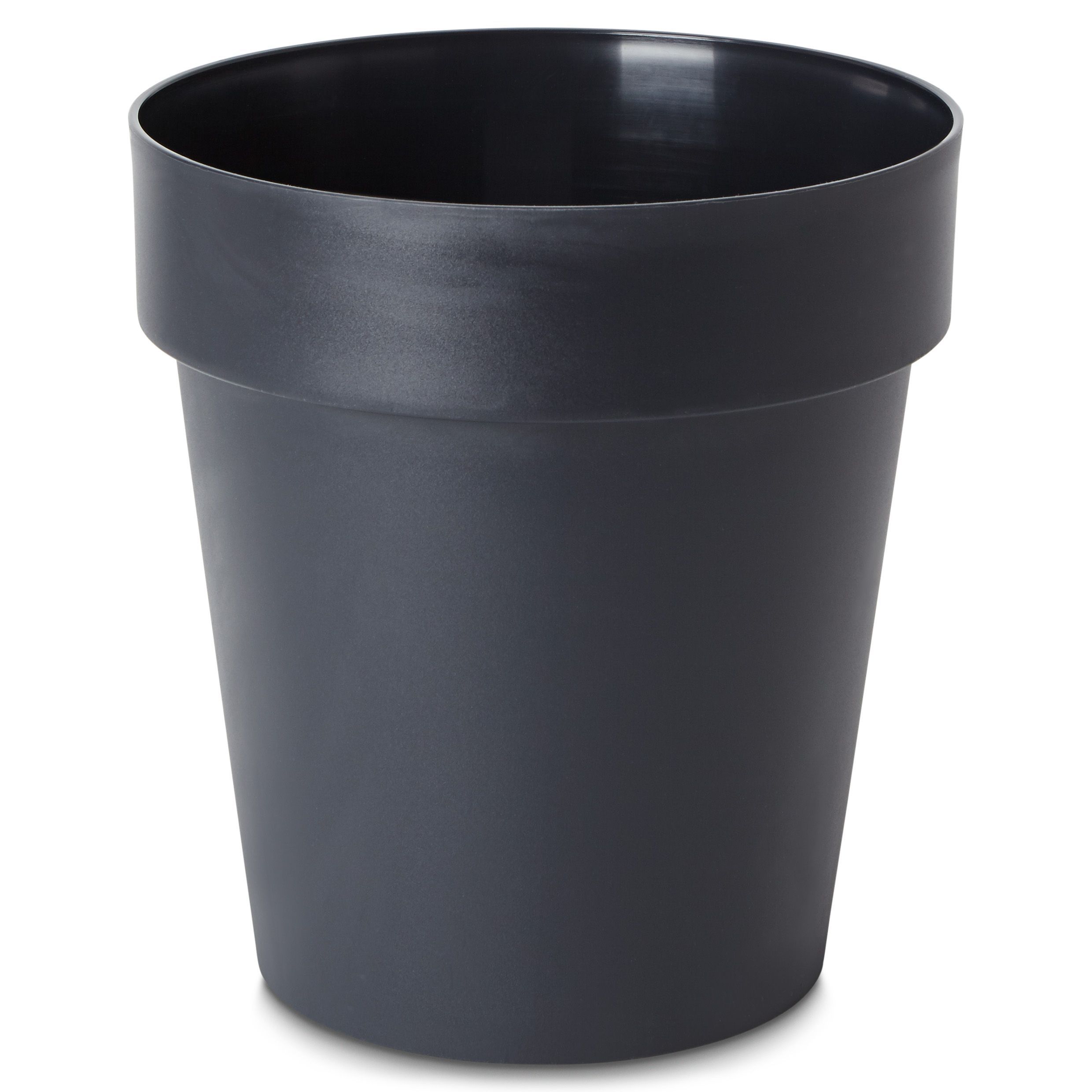 Blooma Nurgul Matt Dark grey Plastic Circular Plant pot (Dia) 30cm, (H ...