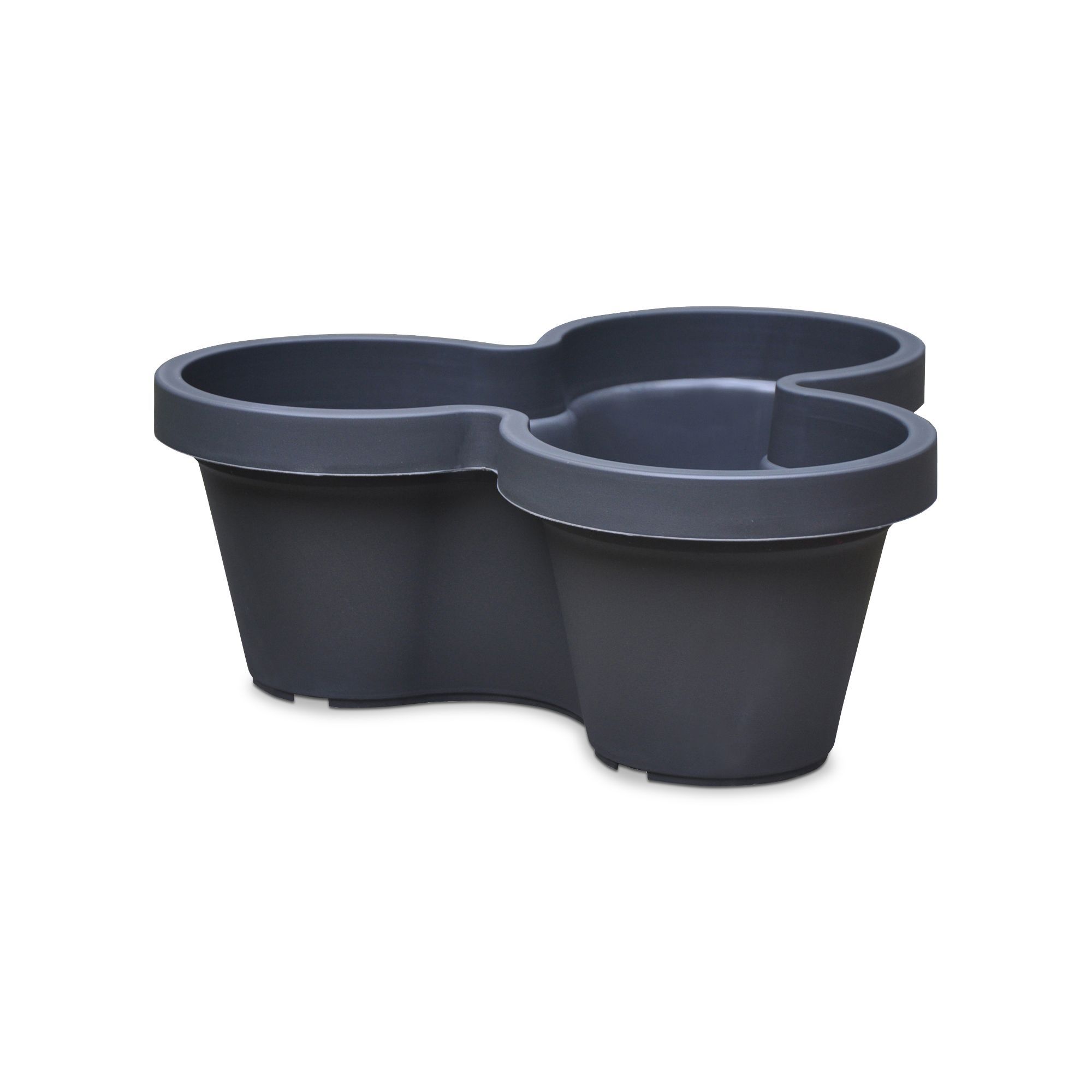 Blooma Nurgul Matt Dark grey Plastic Trio Tripartite Plant pot (Dia ...