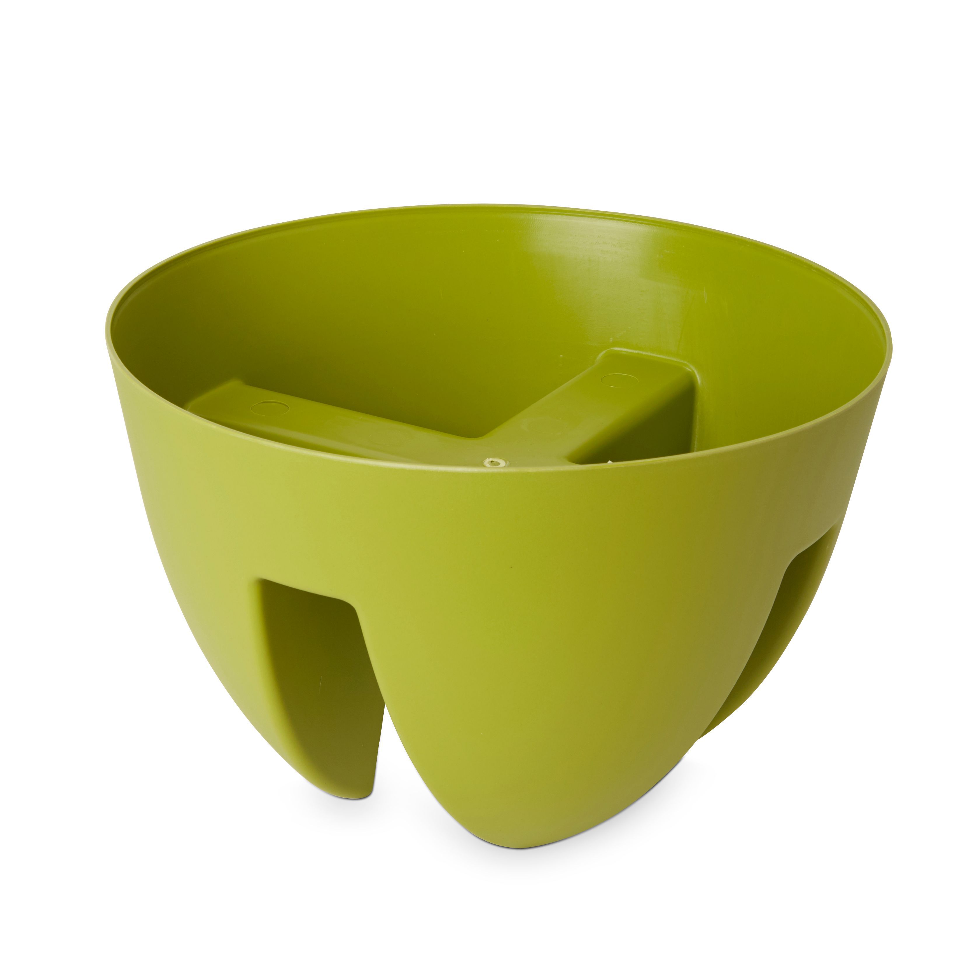 Blooma Nurgul Matt Green Plastic Circular Railing plant pot (Dia) 30cm ...