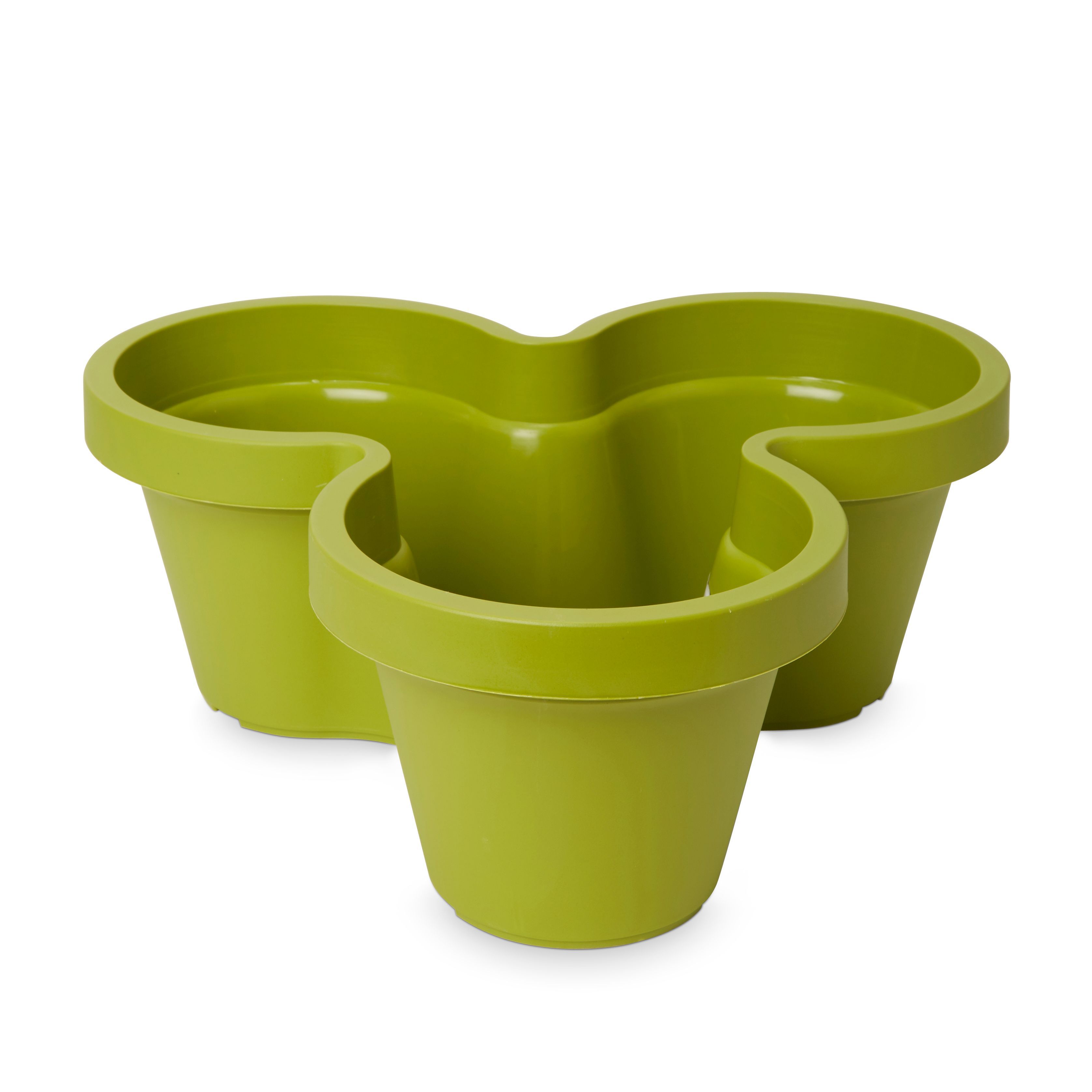 Blooma Nurgul Matt Green Plastic Trio Tripartite Plant pot (Dia) 46cm ...