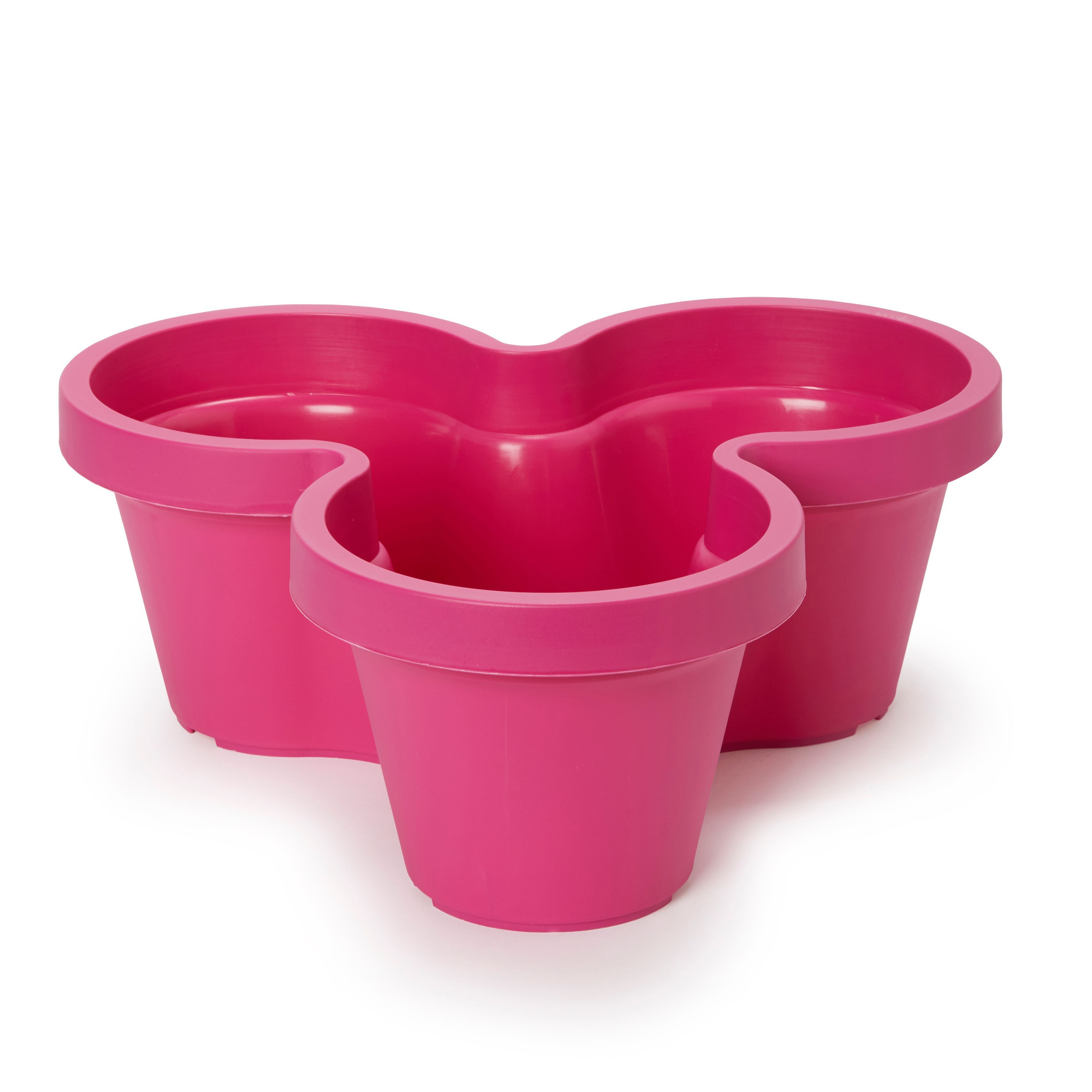 Blooma Nurgul Matt Pink Plastic Trio Tripartite Plant pot (Dia) 46cm ...