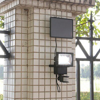 Blooma Oceanus Black Solar-powered Outdoor LED PIR Floodlight 500lm ...