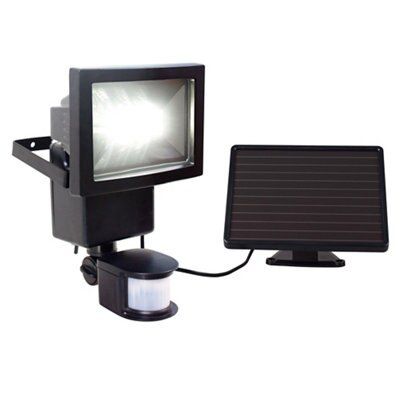 Blooma Oceanus Black Solar-powered Outdoor LED PIR Floodlight 500lm ...