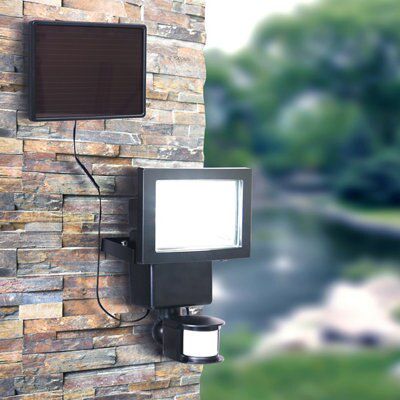 Blooma Oceanus Black Solar-powered Outdoor LED PIR Floodlight 500lm ...