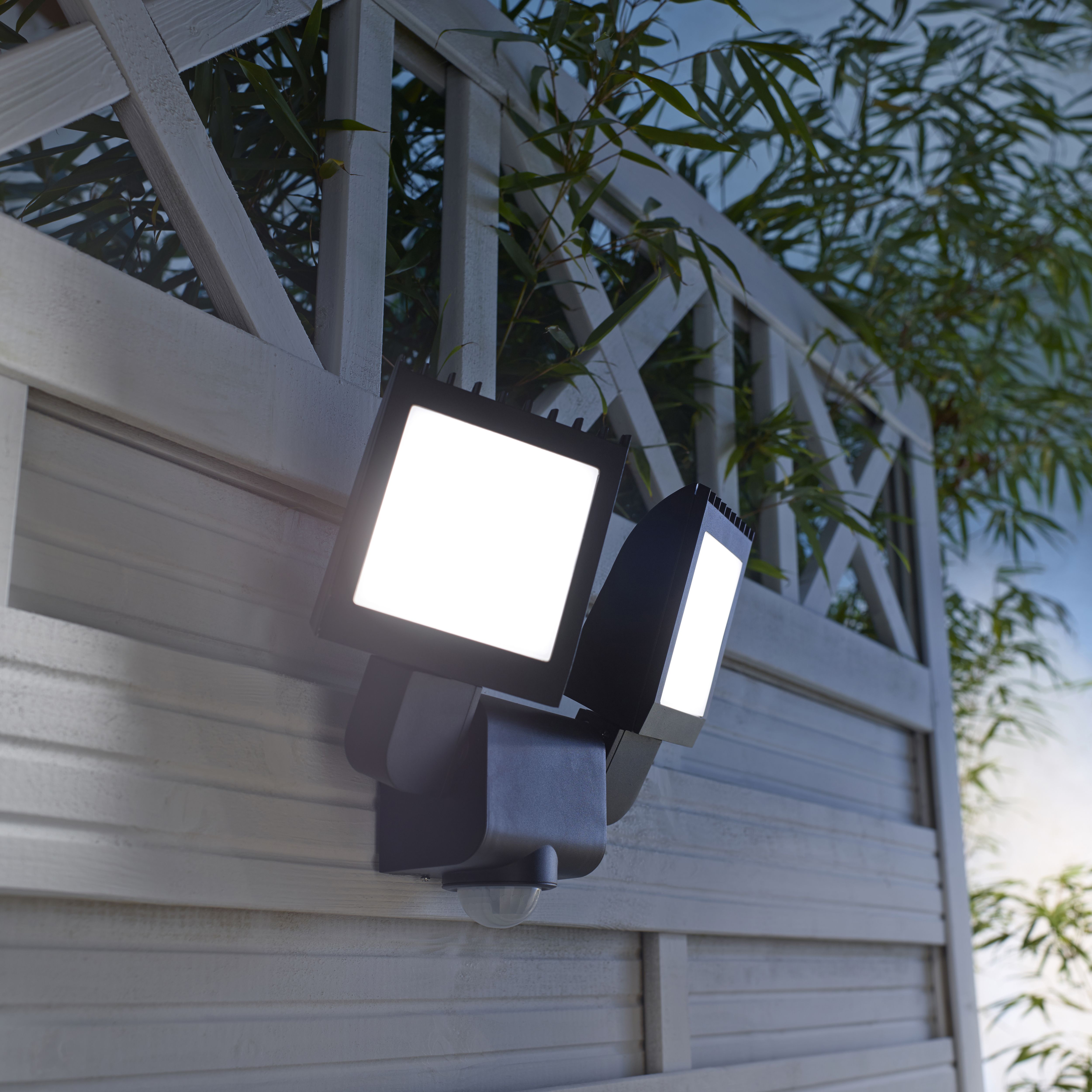 Blooma Parksville Matt Charcoal grey LED PIR Motion sensor Outdoor Wall ...