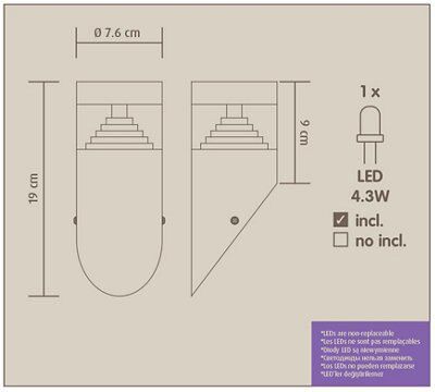Blooma Pelias Stainless steel effect Mains-powered LED Outdoor Wall ...
