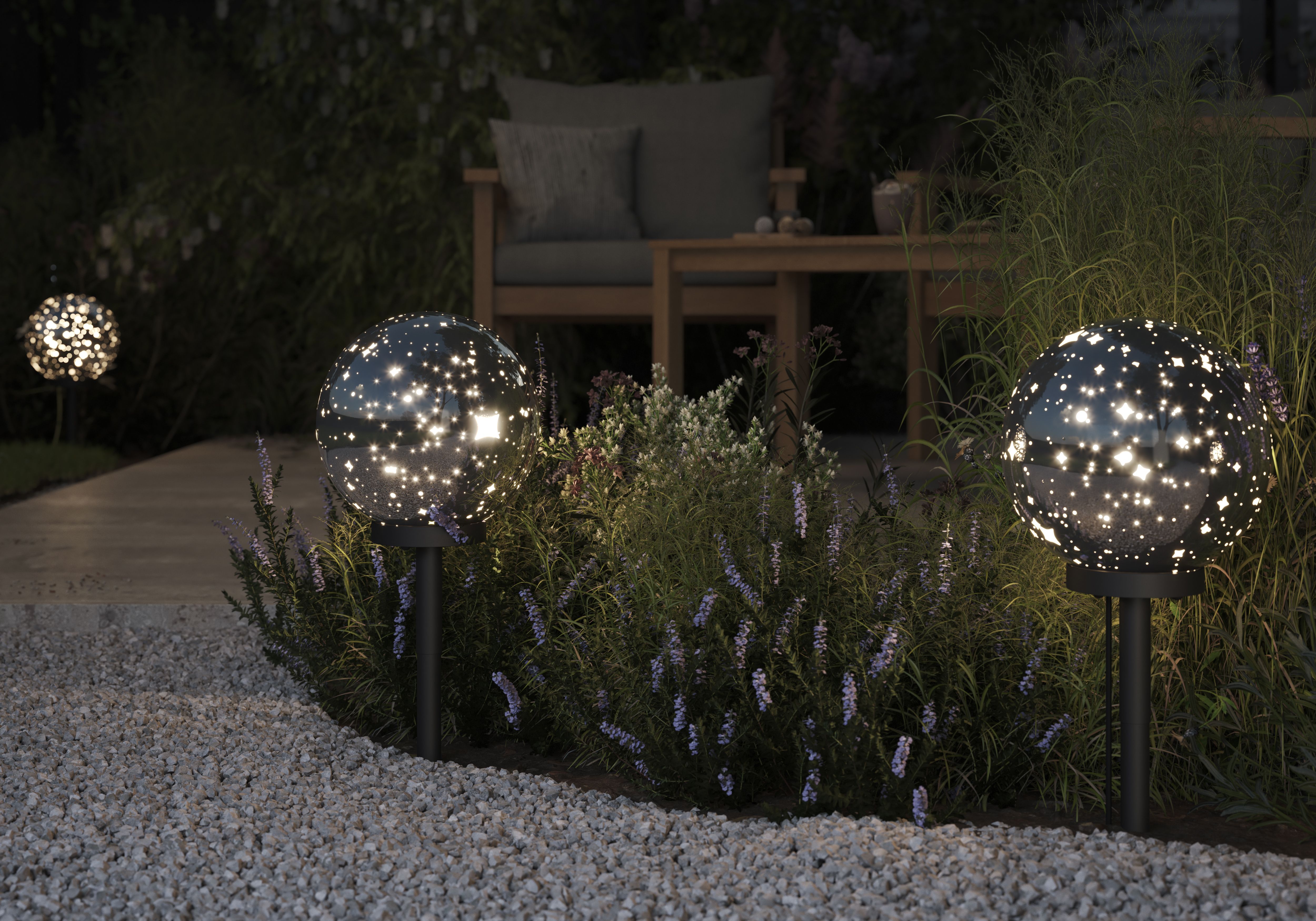 Blooma Penia Glitter effect LED Outdoor Ball light (D)200mm