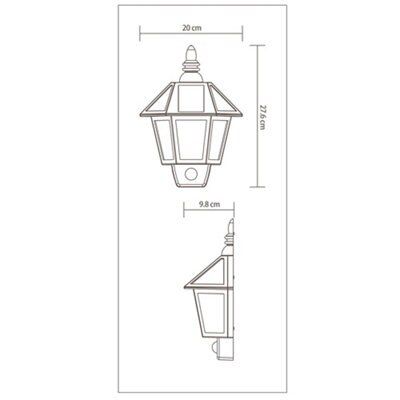 Blooma Polemos Lantern Black Solar-powered LED 1.2W PIR Outdoor Wall light