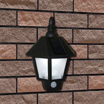 Blooma Polemos Lantern Black Solar-powered LED 1.2W PIR Outdoor Wall light