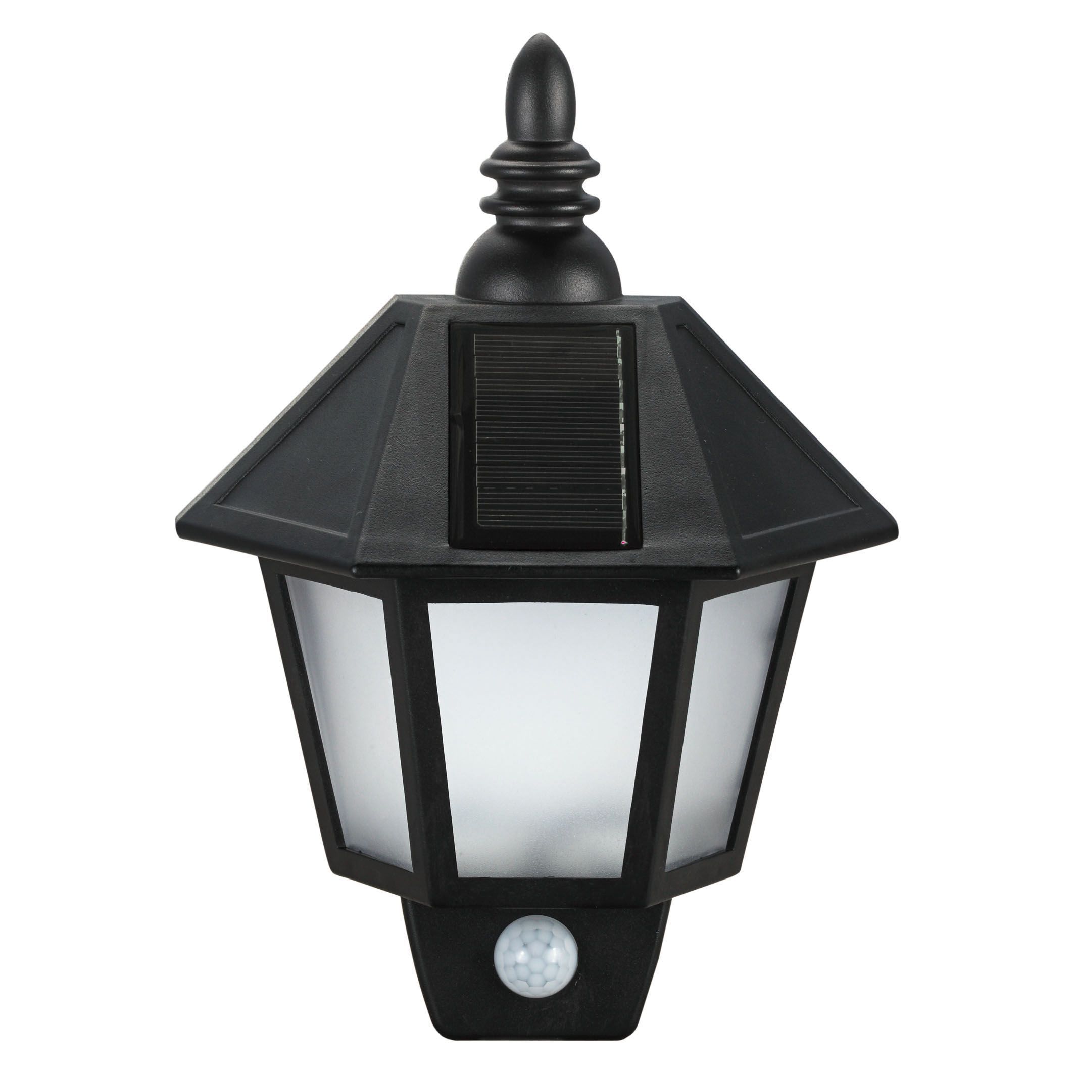 Blooma Polemos Matt Black Solar-powered LED Outdoor Lantern Wall light ...