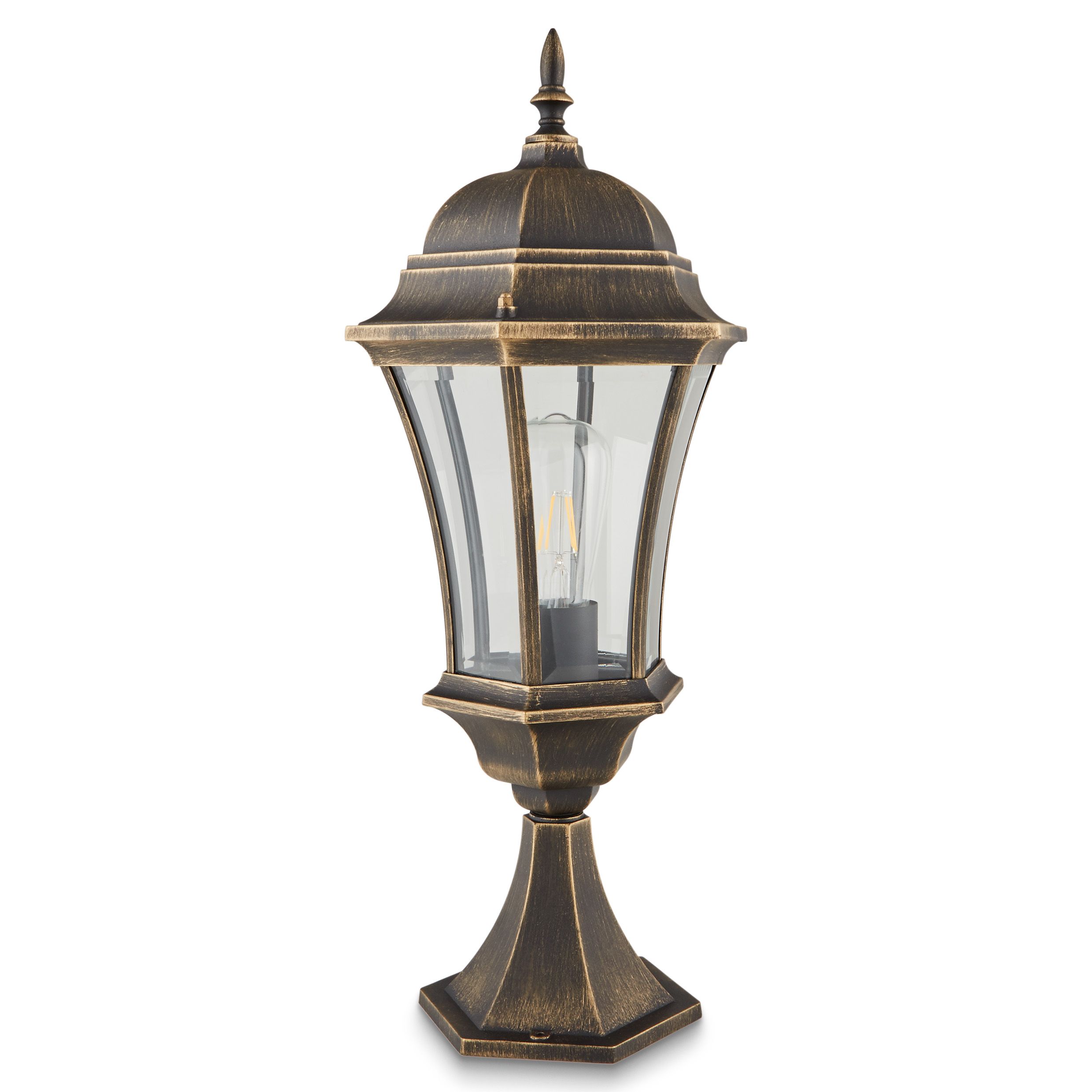 Blooma Richelieu Gold effect Mains-powered 1 lamp Halogen 6 faces Post ...