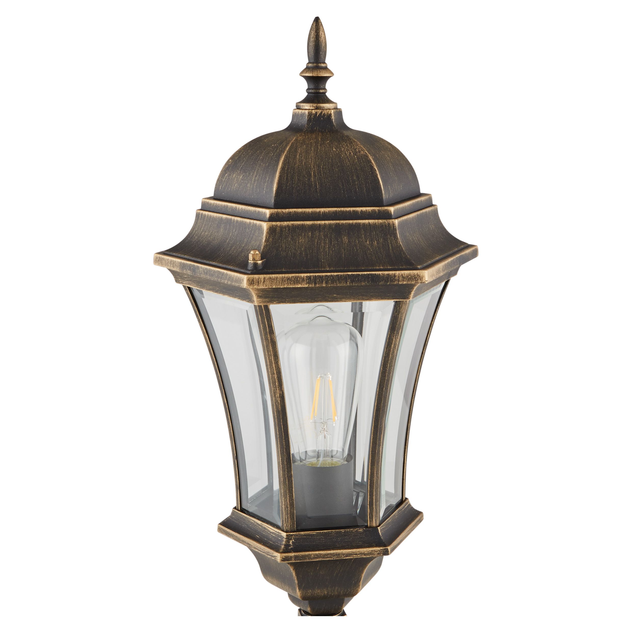 Blooma Richelieu Gold effect Mains-powered 1 lamp Halogen 6 faces Post ...